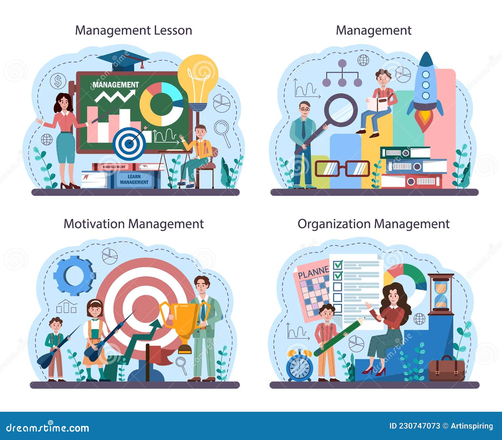Management School Course Set. Humanities Education Stock Vector ...