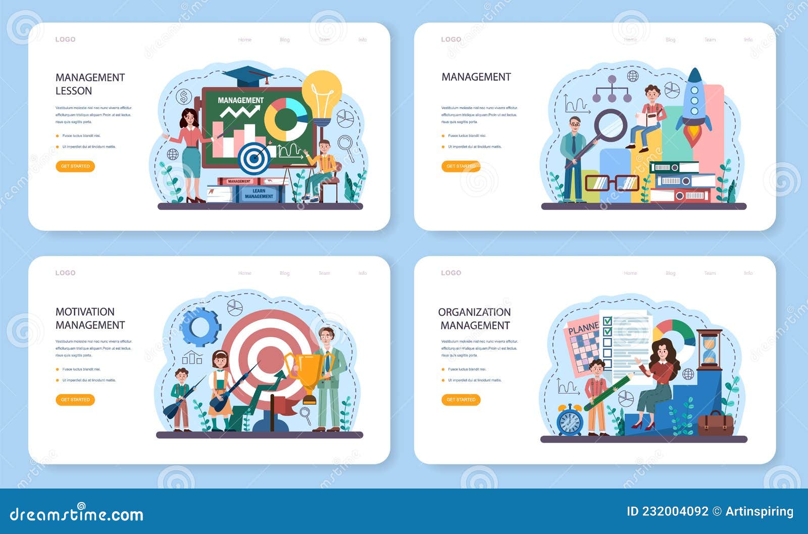 Management School Course Web Banner or Landing Page Set. Humanities ...