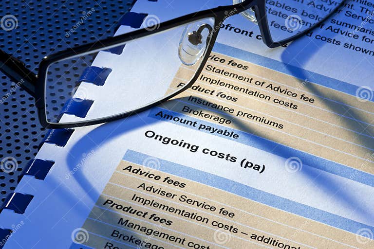 Management Service Fees Costs Statement Stock Photo - Image of invest ...