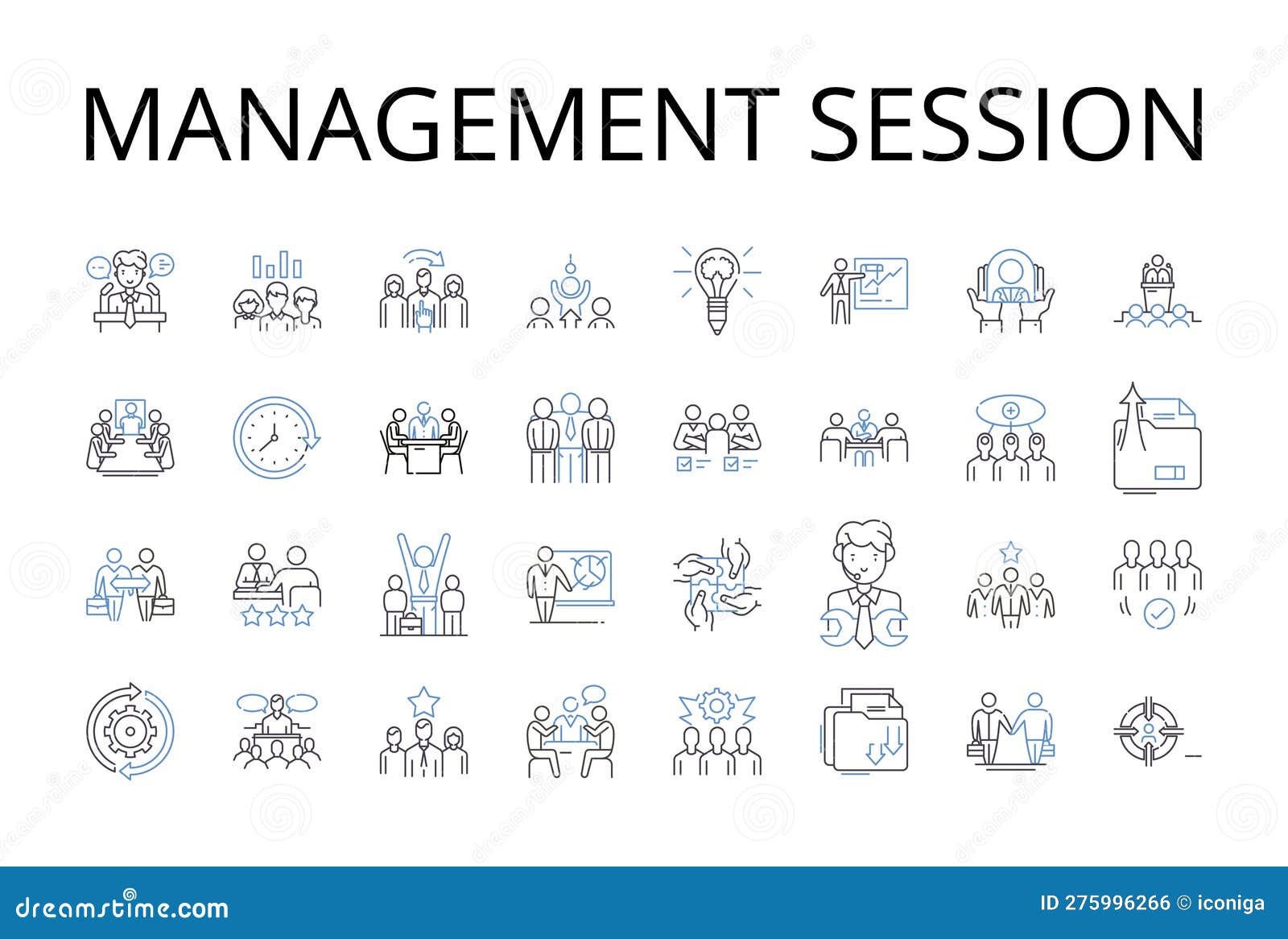 Management Session Line Icons Collection. Business Meeting, Team ... Management Session Line Icons Collection. Business Meeting, Team ...