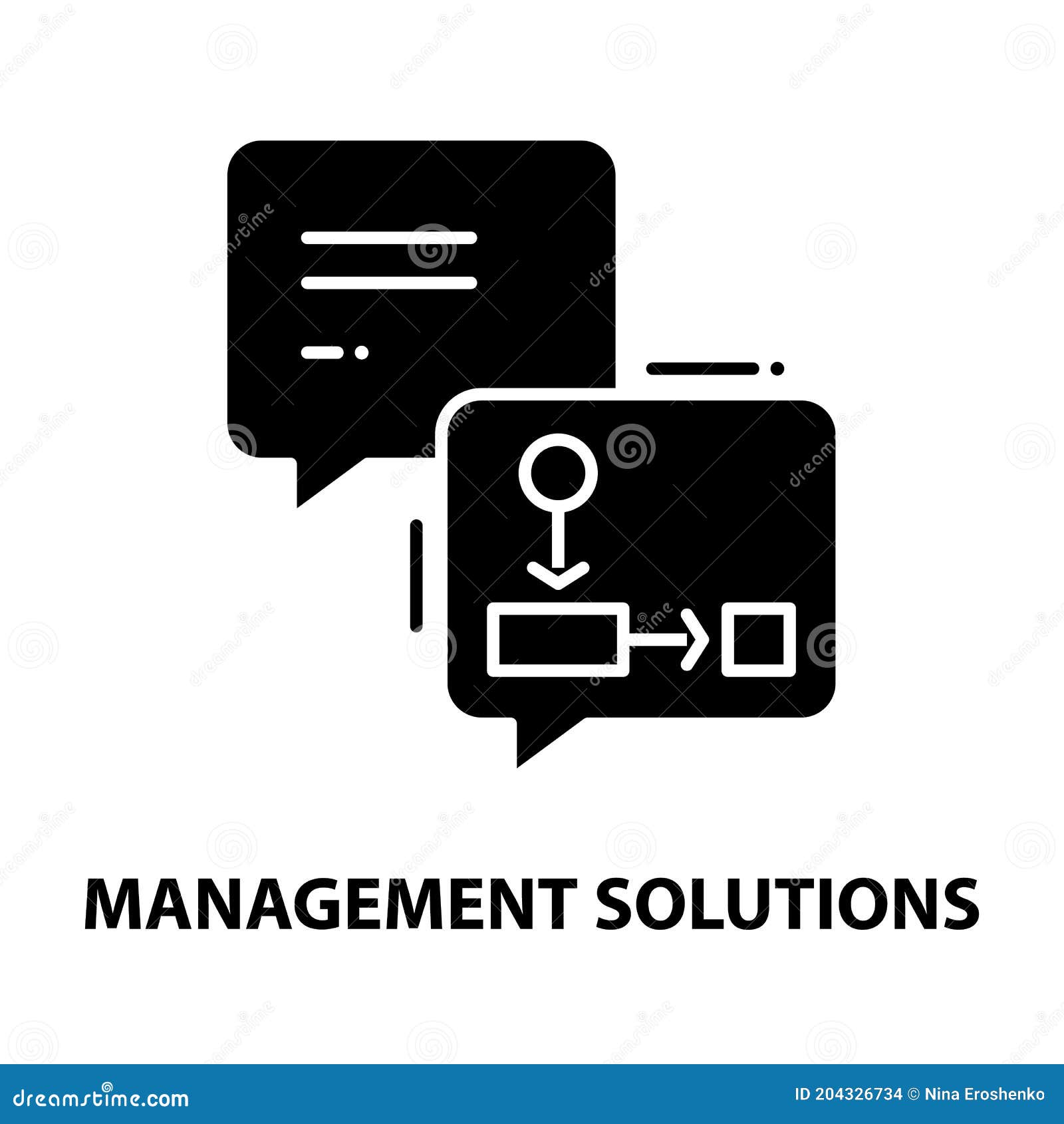 Management Solutions Icon, Black Vector Sign with Editable Strokes ...