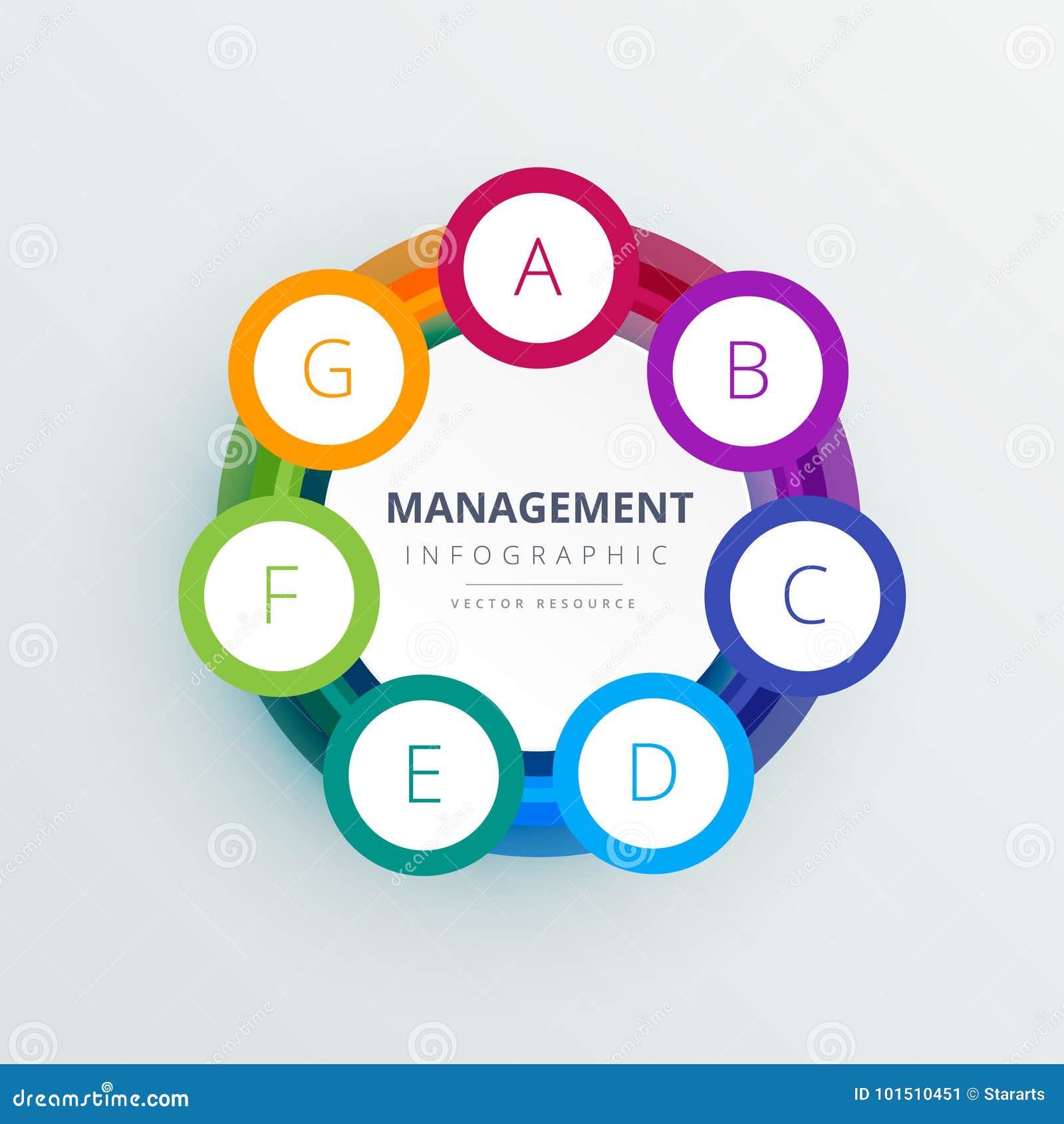 Management Steps Circle Infographic Template in Different Colors Stock ...