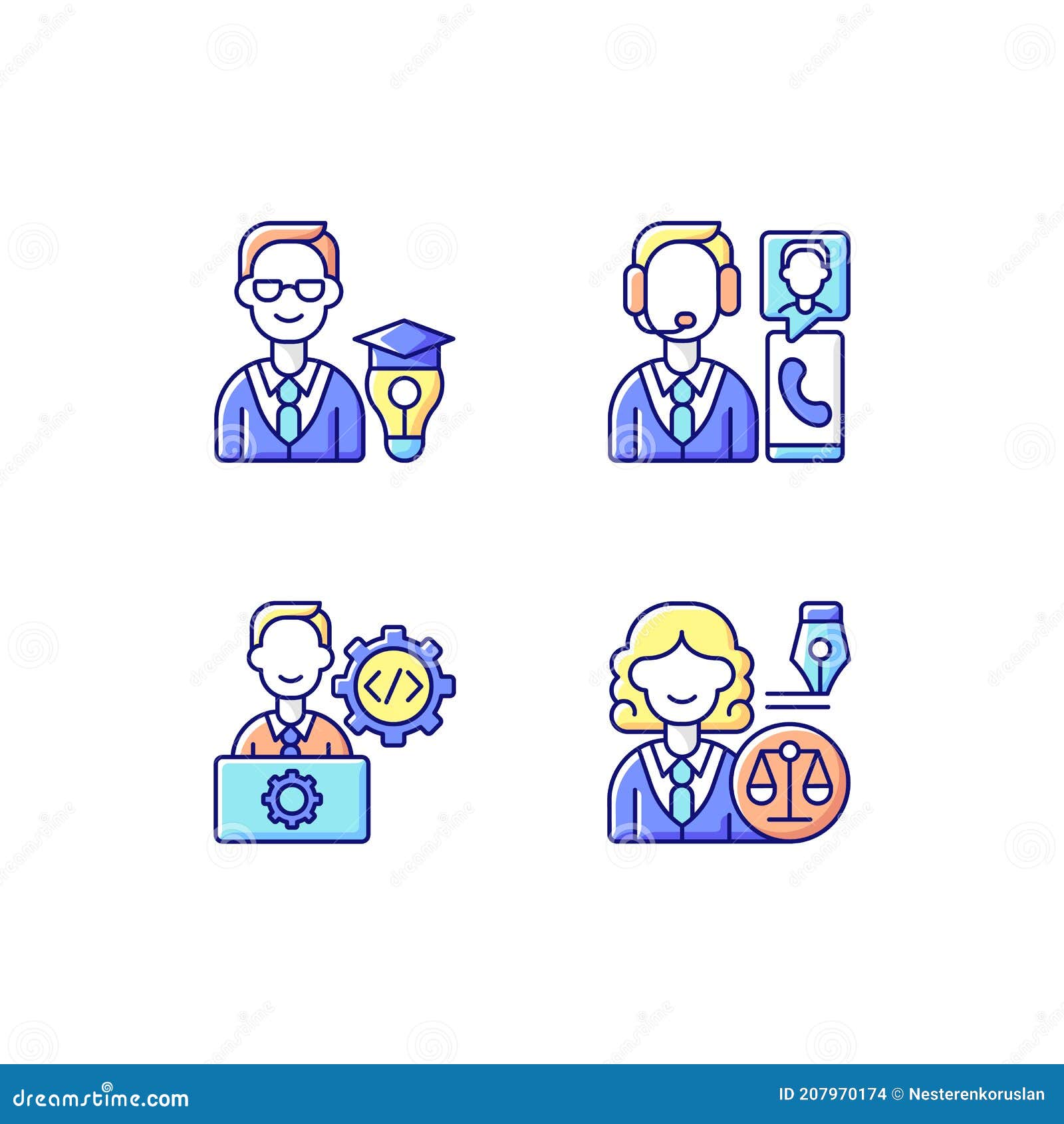 Management Structure RGB Color Icons Set Stock Illustration ... Management Structure RGB Color Icons Set Stock Illustration ...