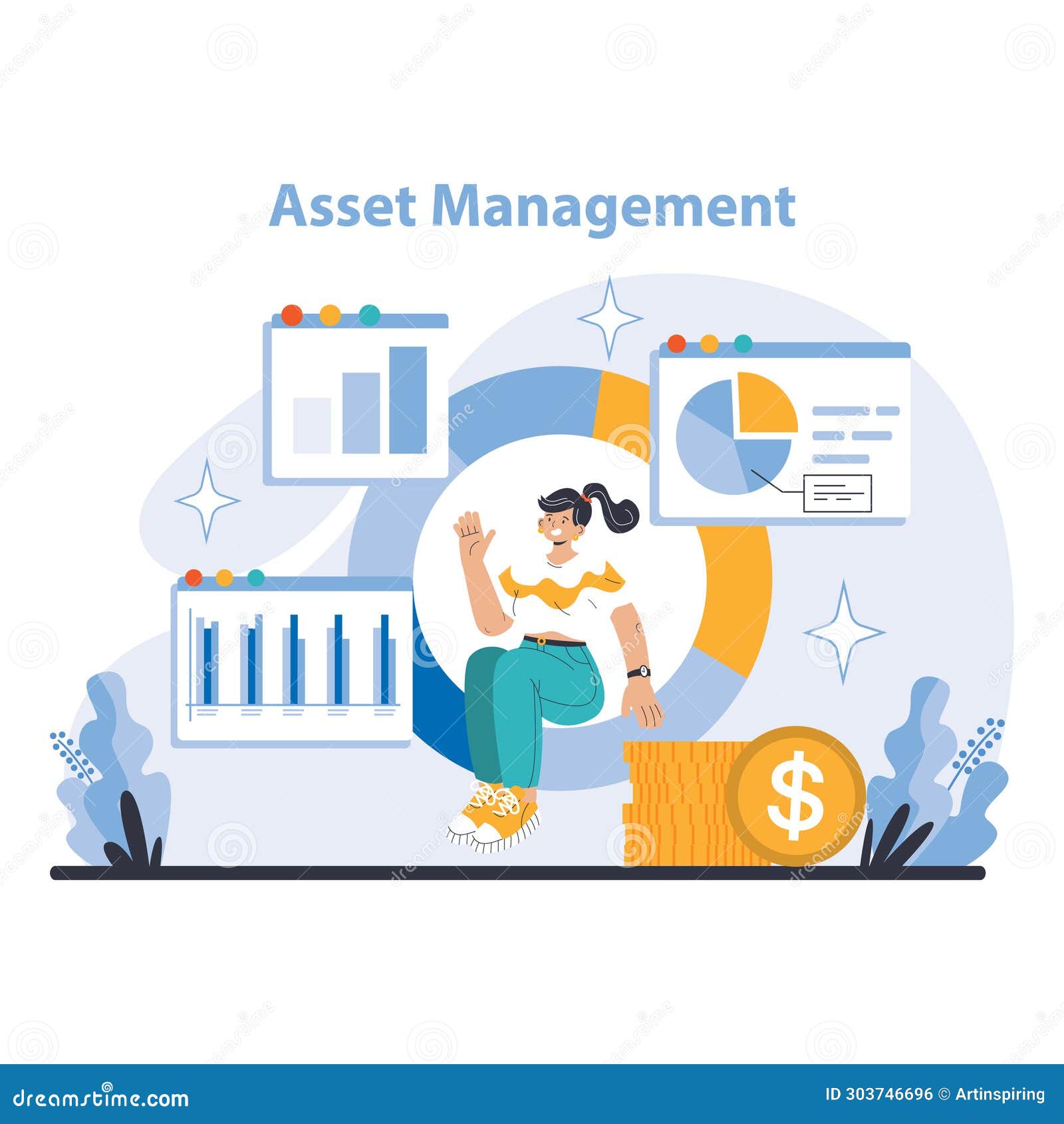 Management and Support Concept. Flat Vector Illustration. Stock ...