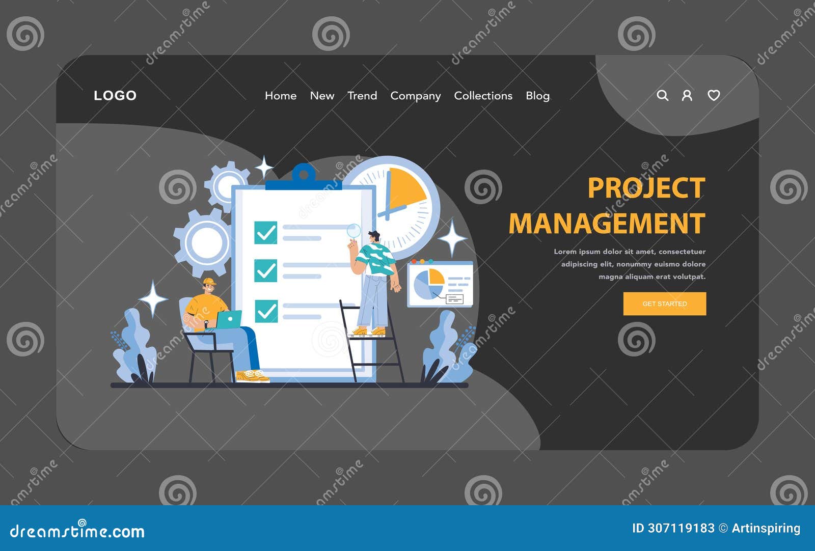 Management and Support Concept. Flat Vector Illustration. Stock Vector ...