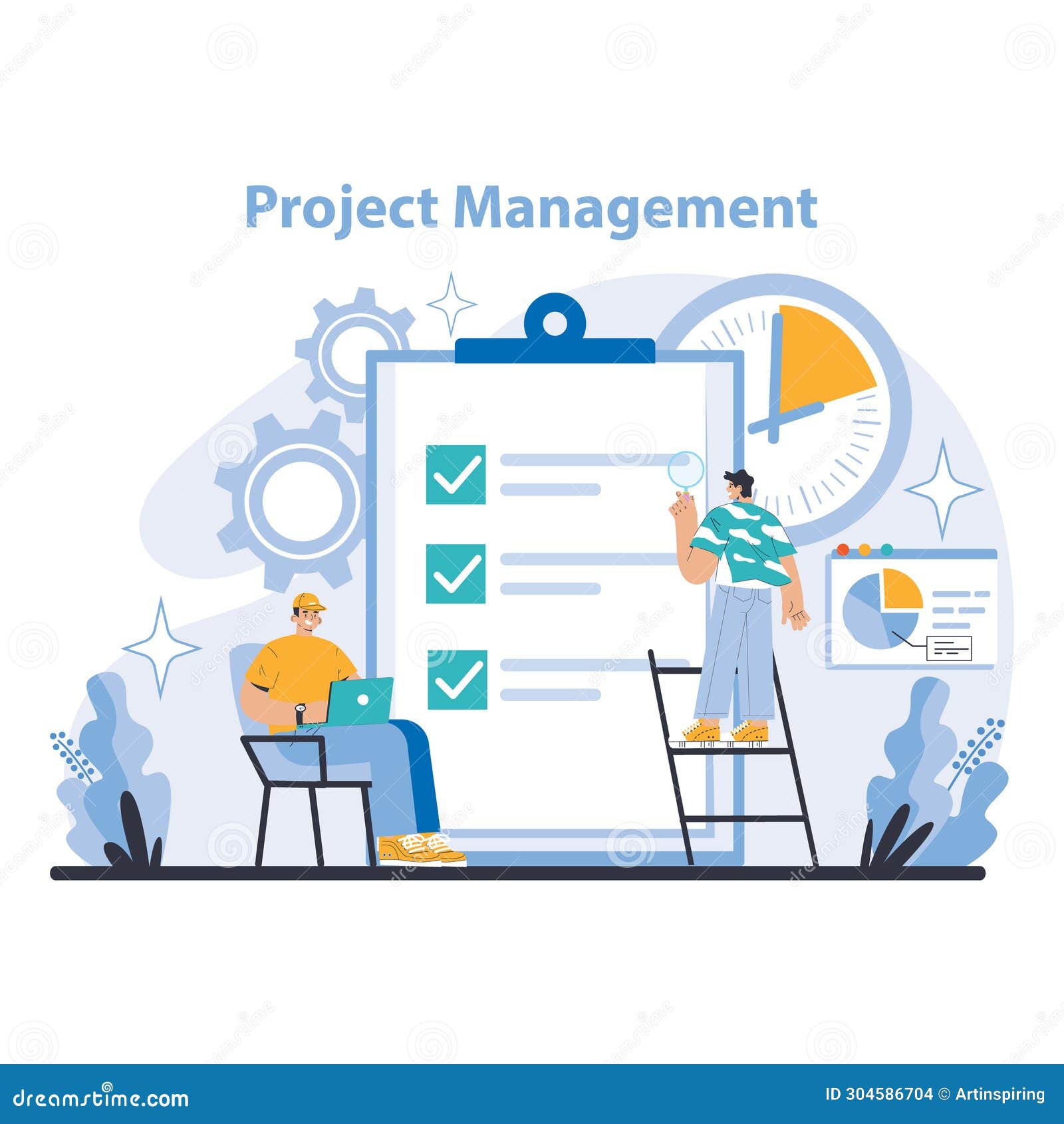 Management and Support Concept. Flat Vector Illustration. Stock ...