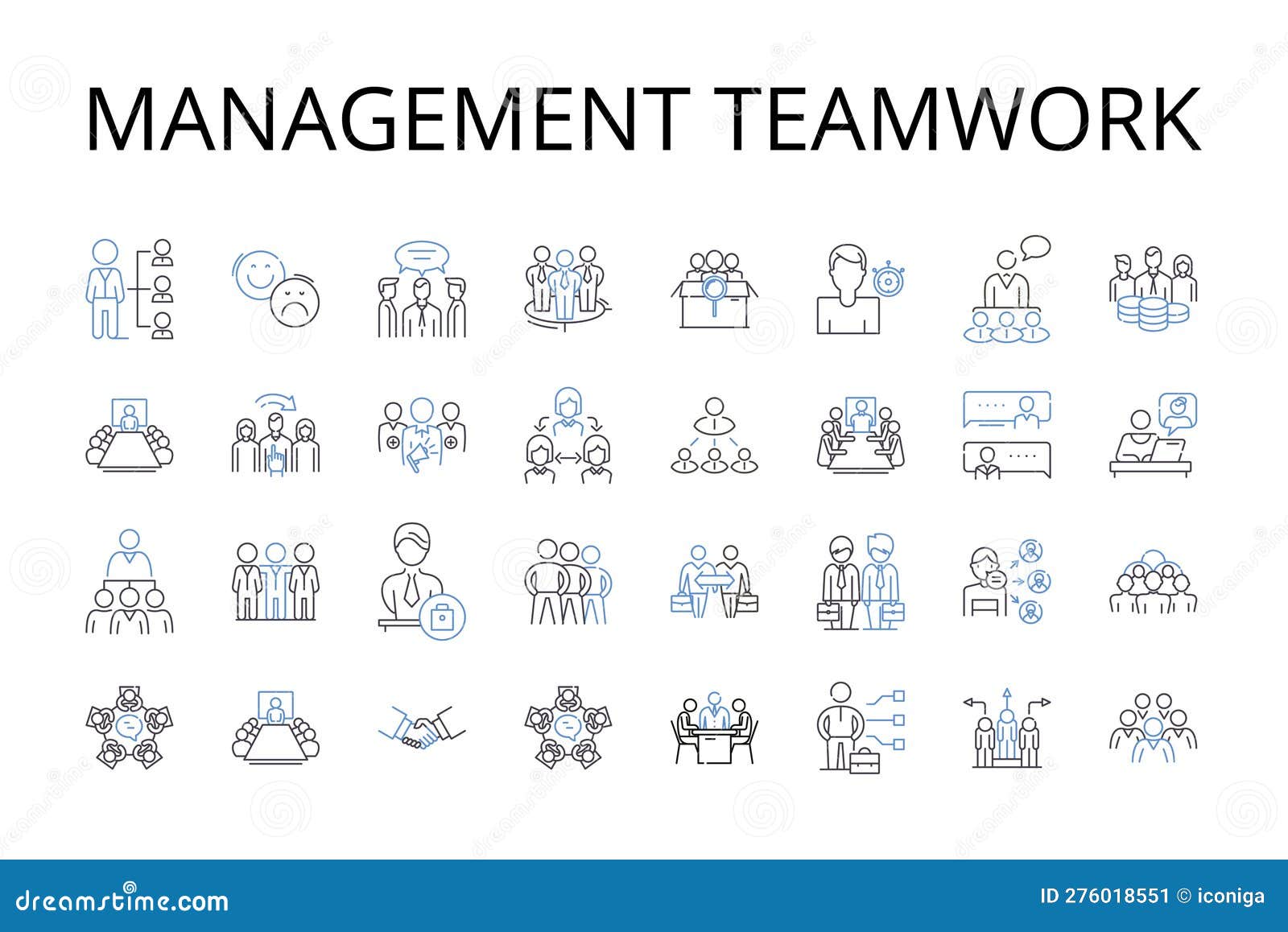 Management Teamwork Line Icons Collection. Efficient Collaboration ...