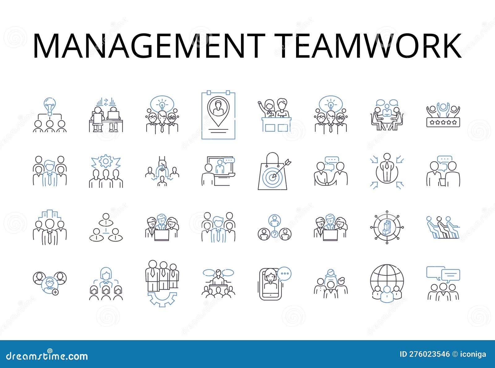 Group Endeavour Line Icons Collection. Ollaboration, Cooperation ...