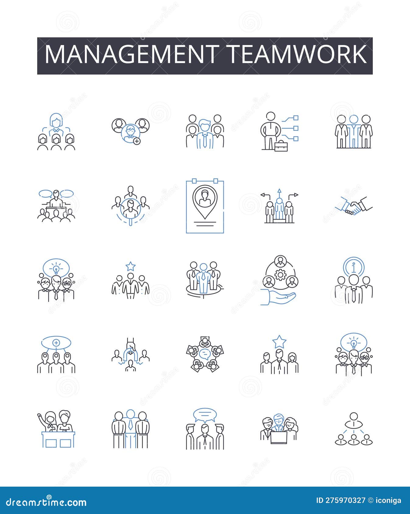 Group Endeavour Line Icons Collection. Ollaboration, Cooperation ...