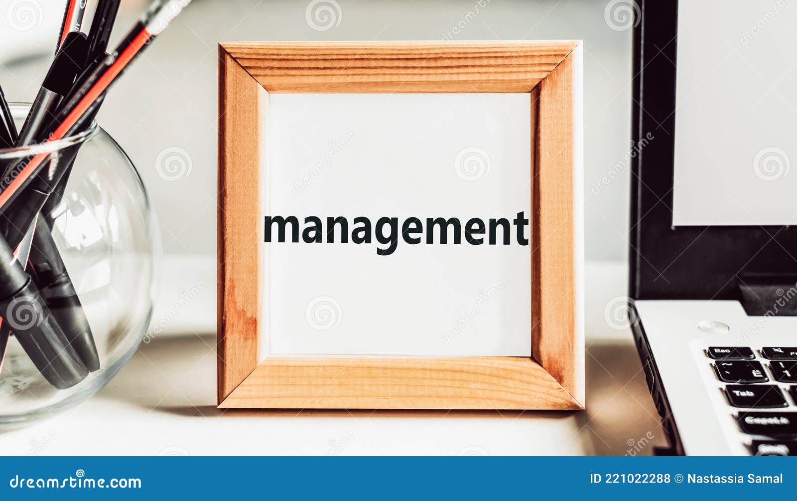 MANAGEMENT. Text in Wooden Frame on Office Table Stock Photo - Image of ...