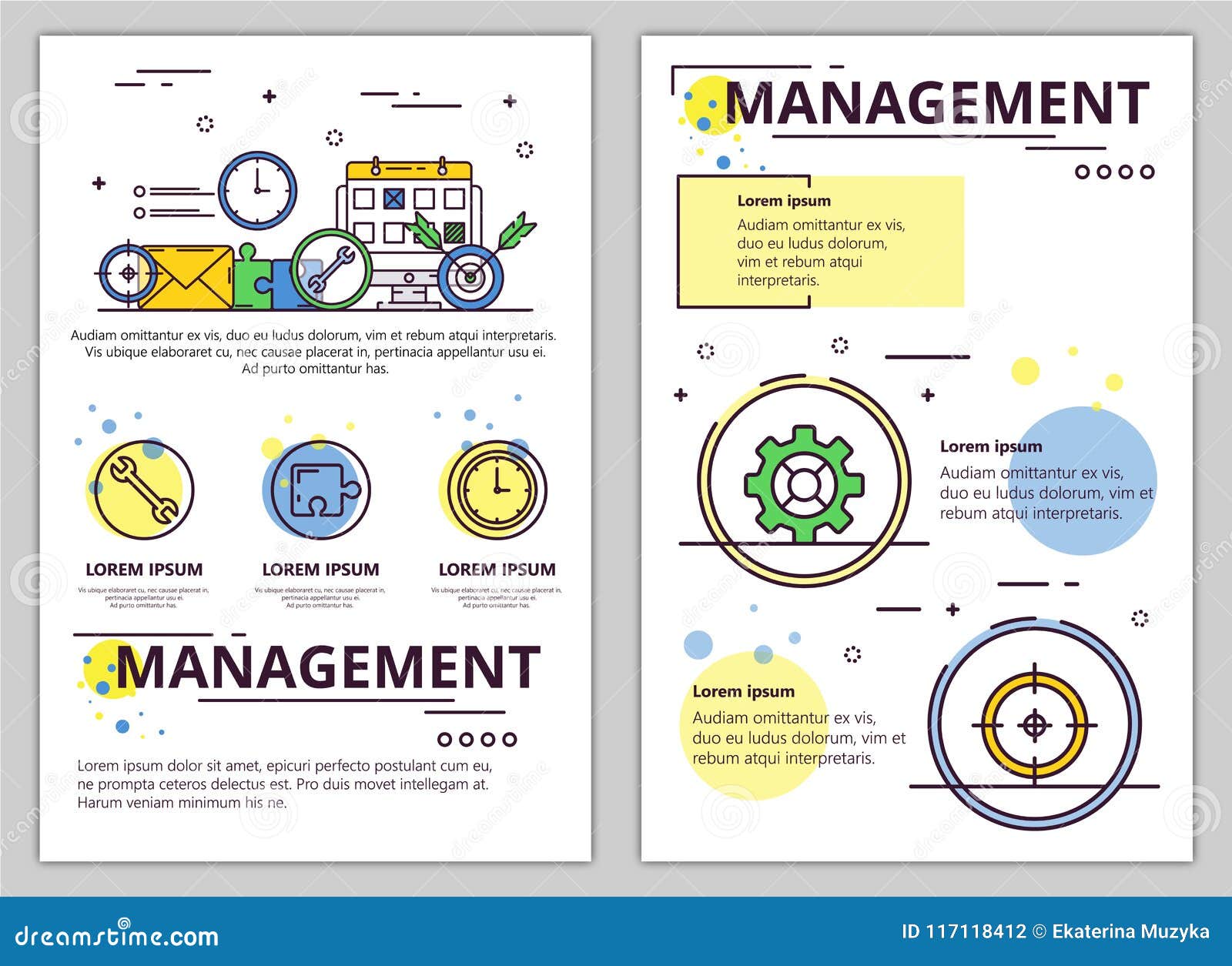 Vector Line Art Management Poster Banner Template Stock Vector ...
