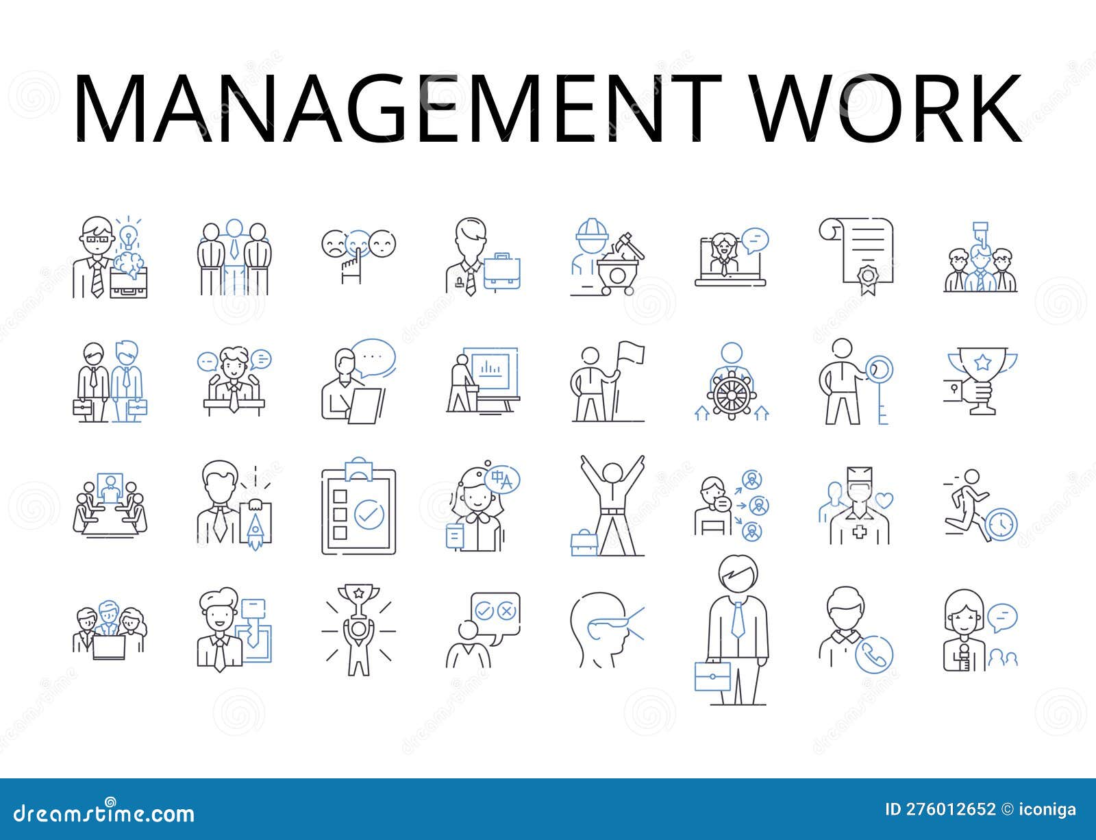 Management Work Line Icons Collection. Coordination Collaboration ...