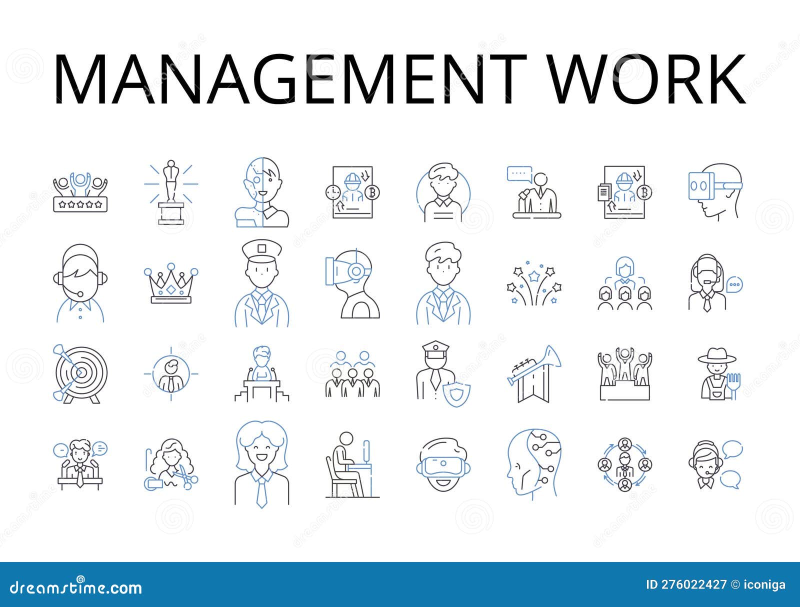 Management Work Line Icons Collection. Coordination Collaboration ...