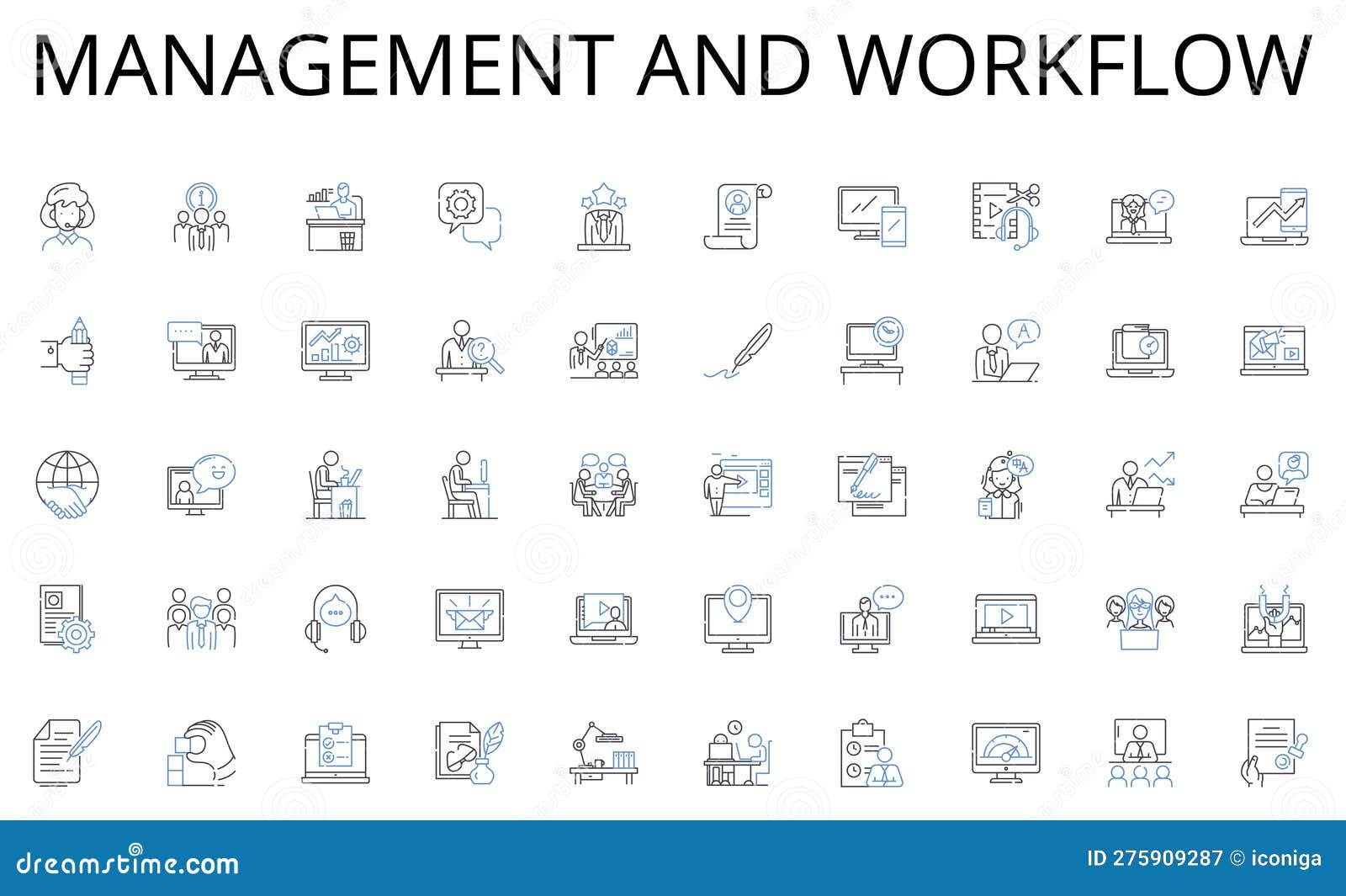Management and Workflow Line Icons Collection. Portfolio, Allocation ...