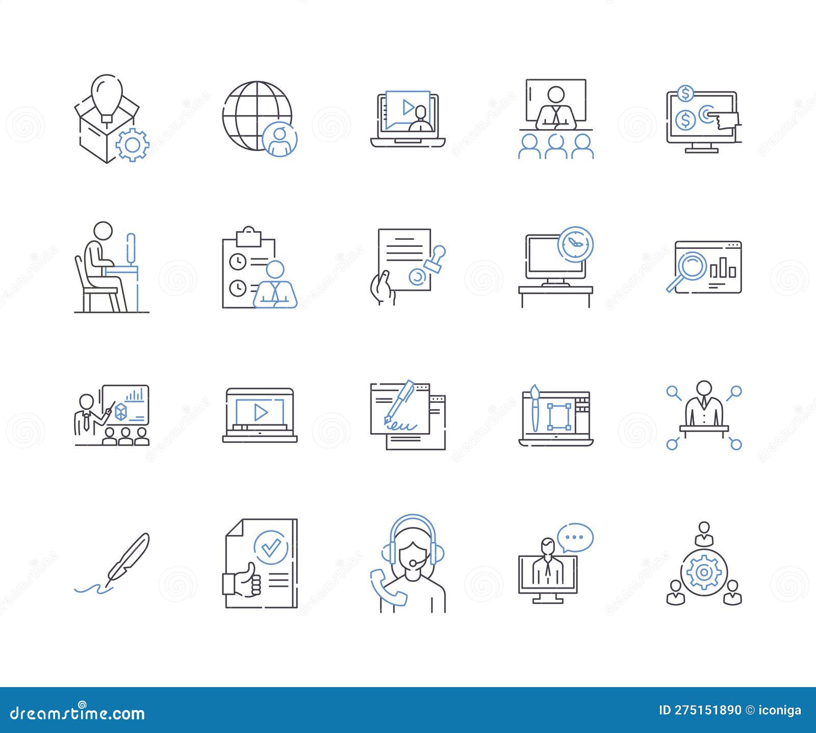 Management and Workflow Outline Icons Collection. Workflow, Management ...