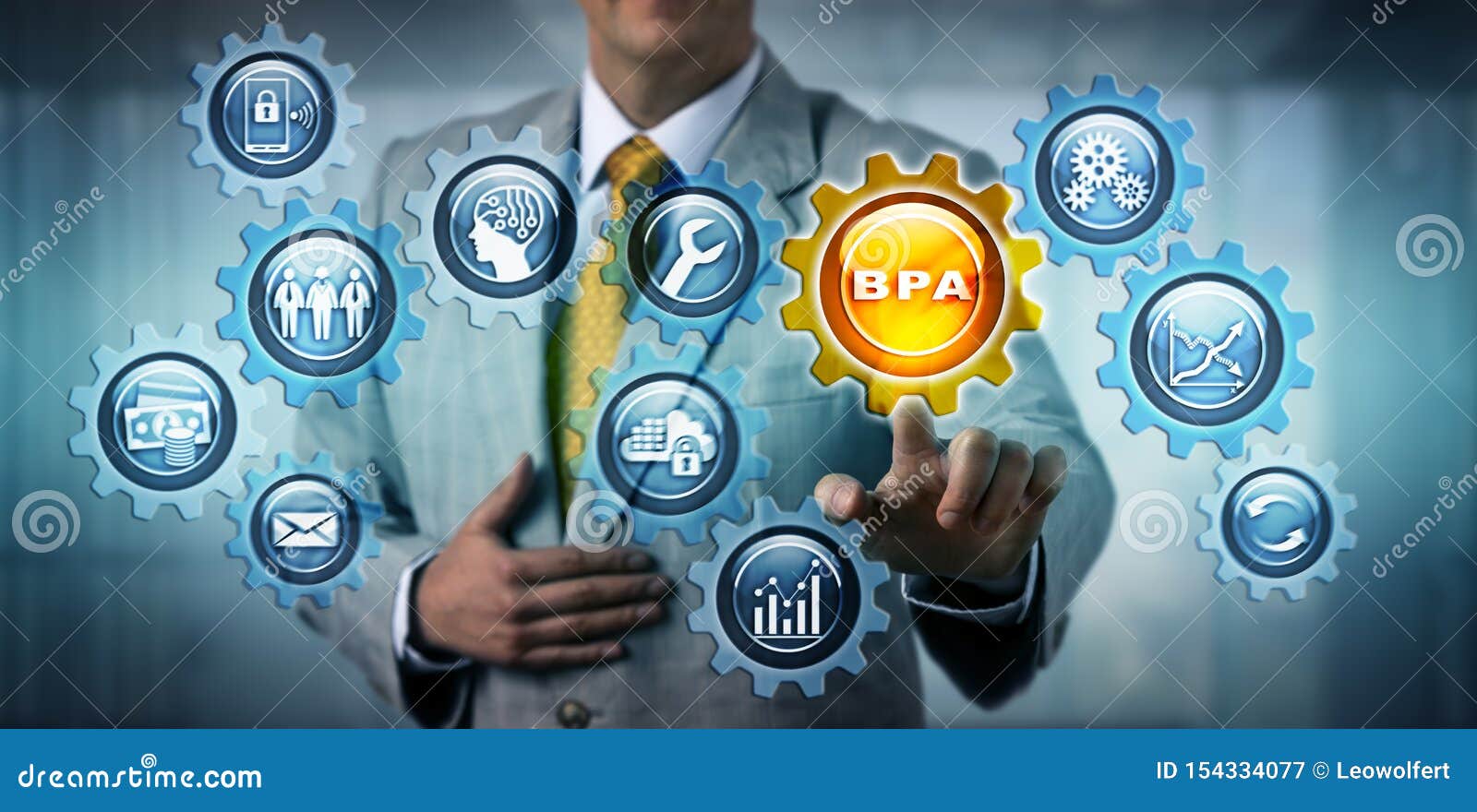 Manager Activating BPA Icon in Virtual Gear Train Stock Image - Image ...