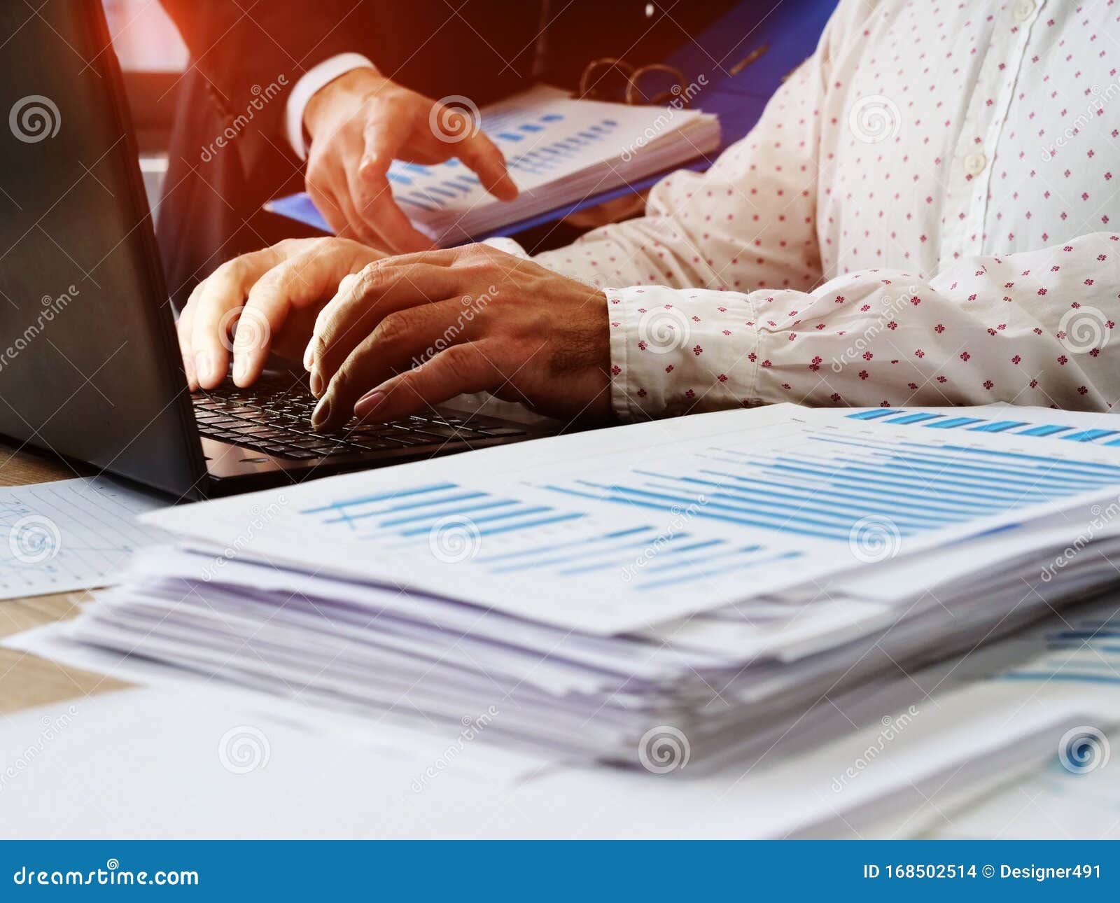 The Manager Advises the Employee Working at the Computer. Audit and ...