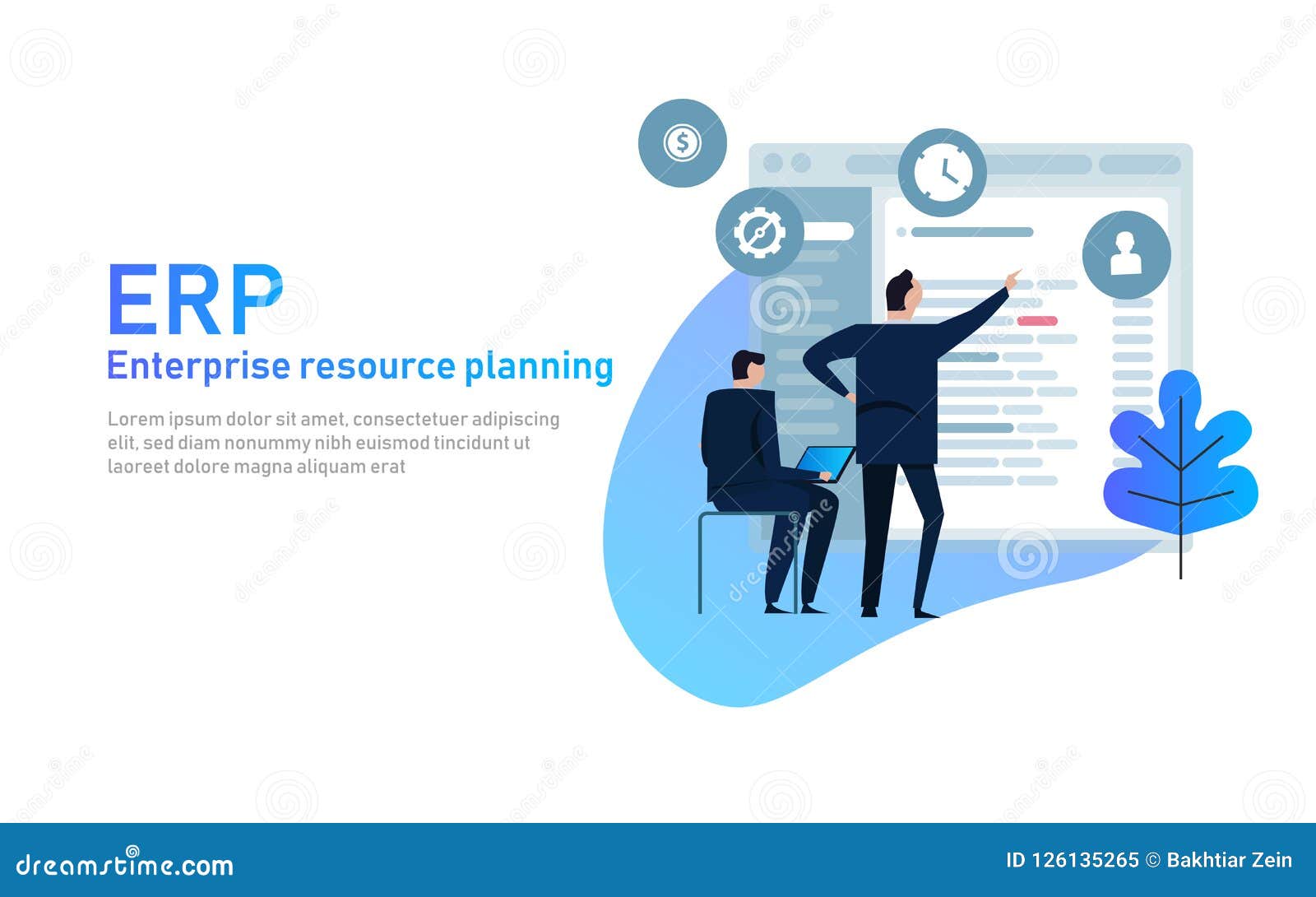 IT Manager On ERP Enterprise Resource Planning Screen With Business ...