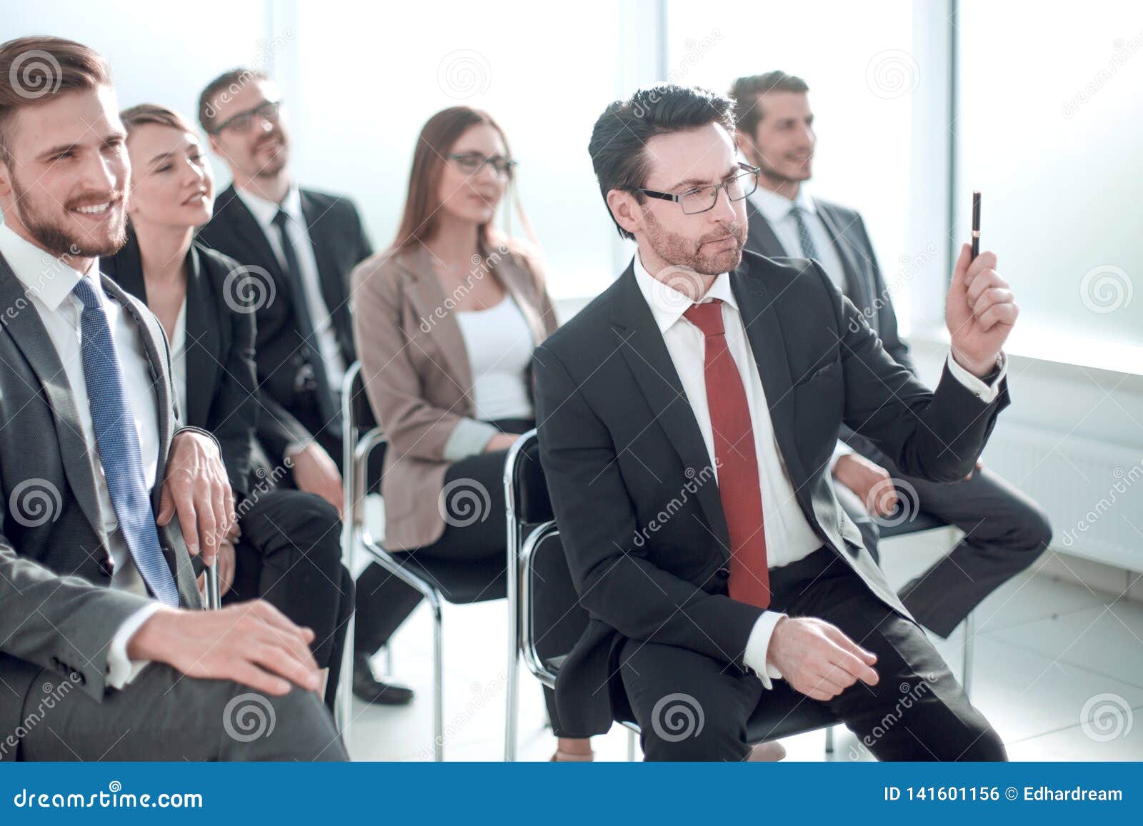 Manager Asks a Question at a Business Meeting Stock Photo - Image of ...