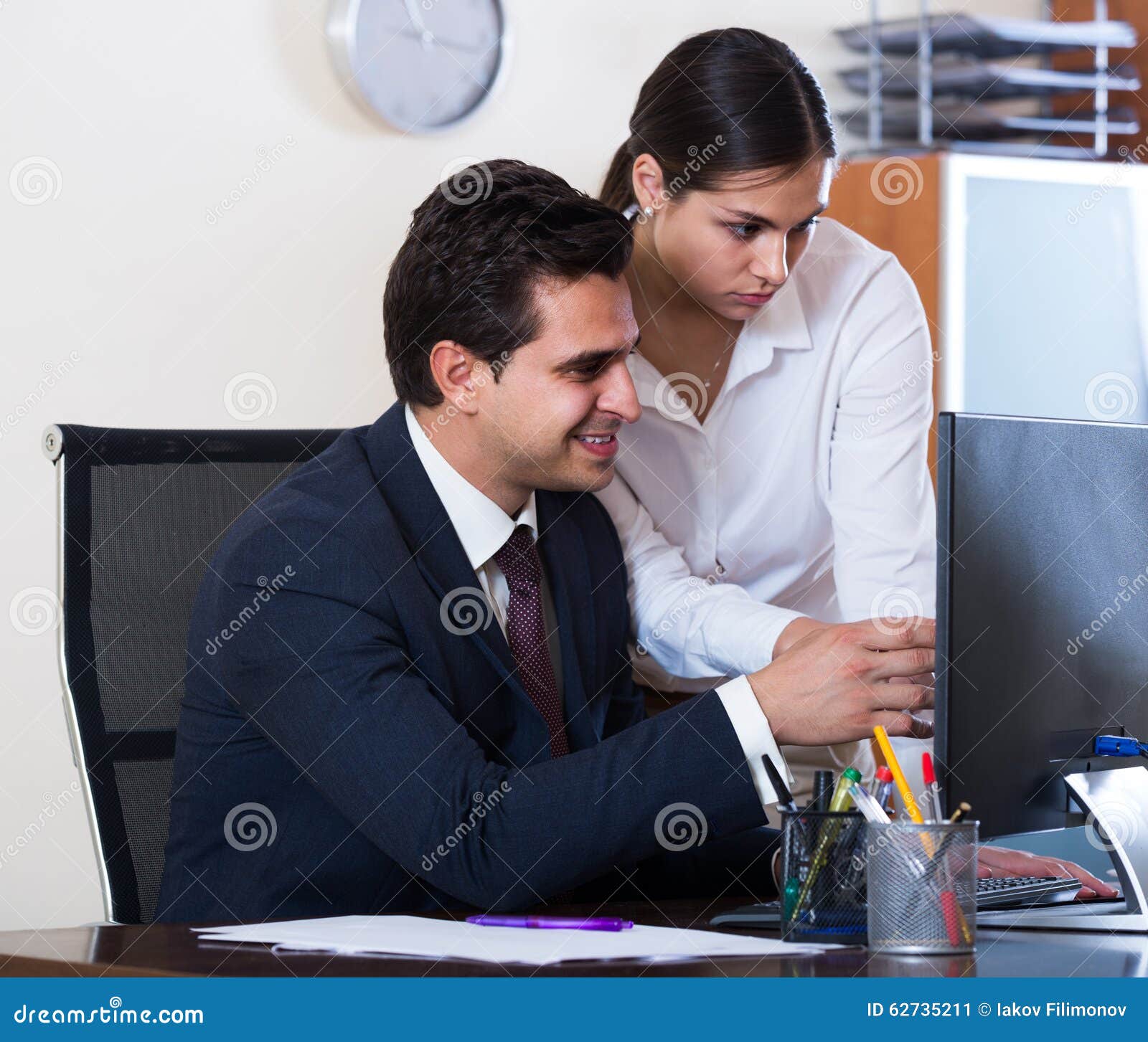Manager and Assistant Brainstorming in Office Stock Image - Image of ...