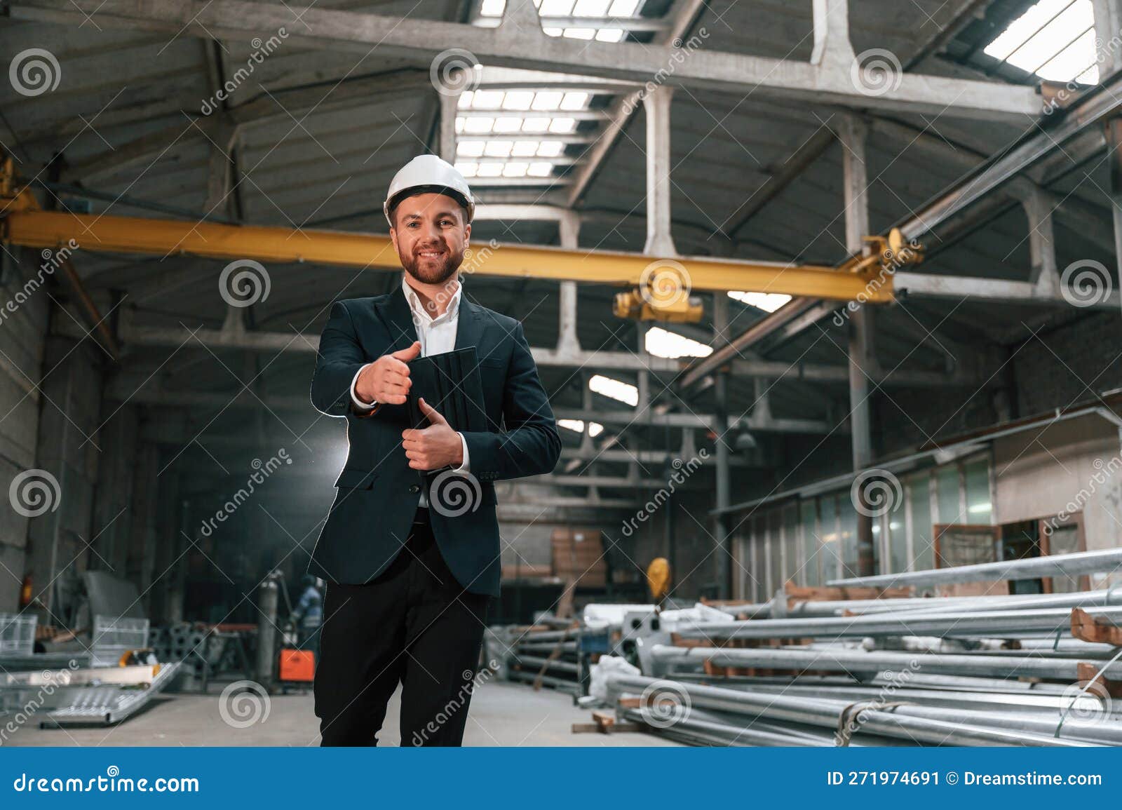 Manager in Black Formal Wear at the Factory Stock Image - Image of ...