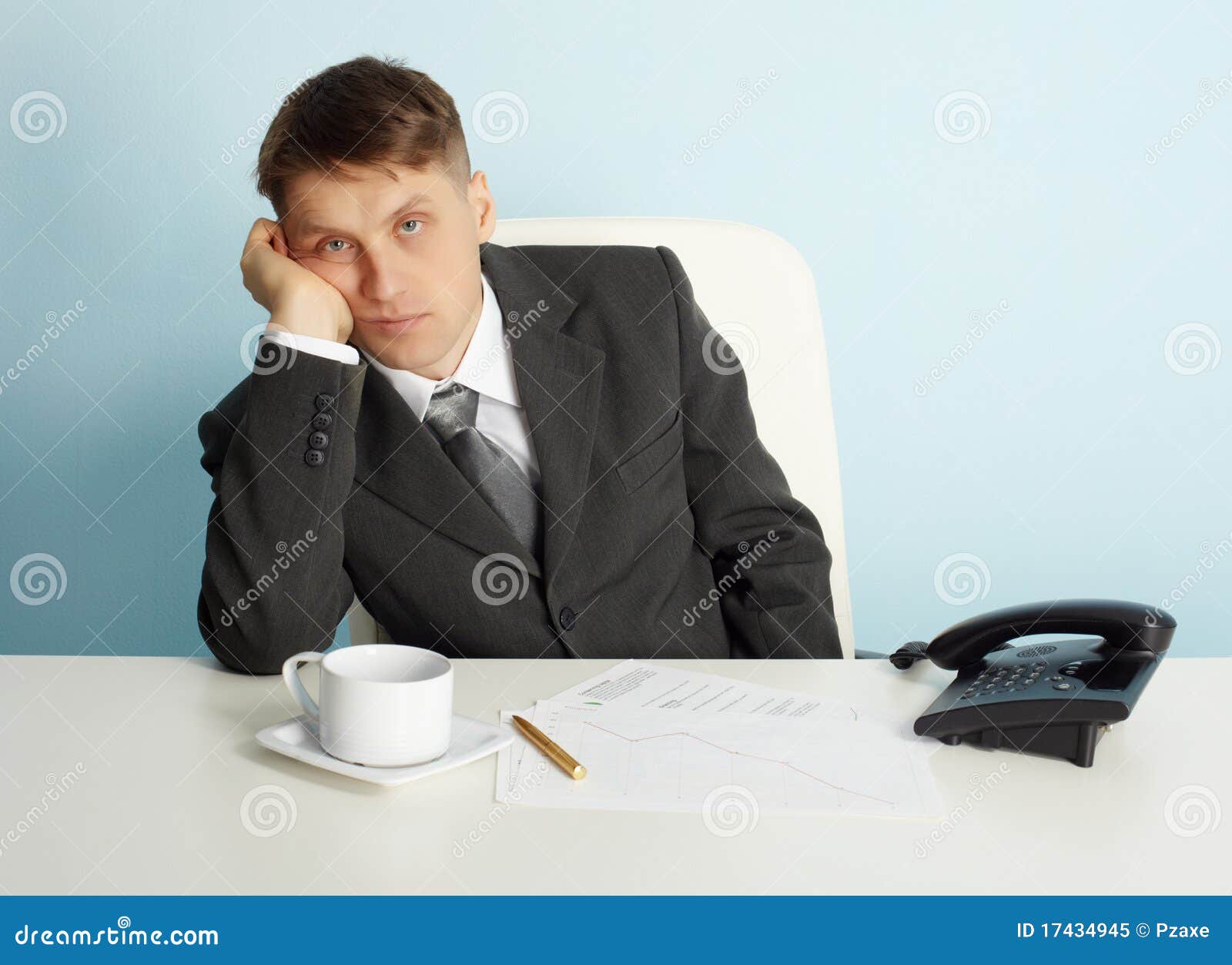 Manager Bored in Office without Job Stock Image - Image of face ...