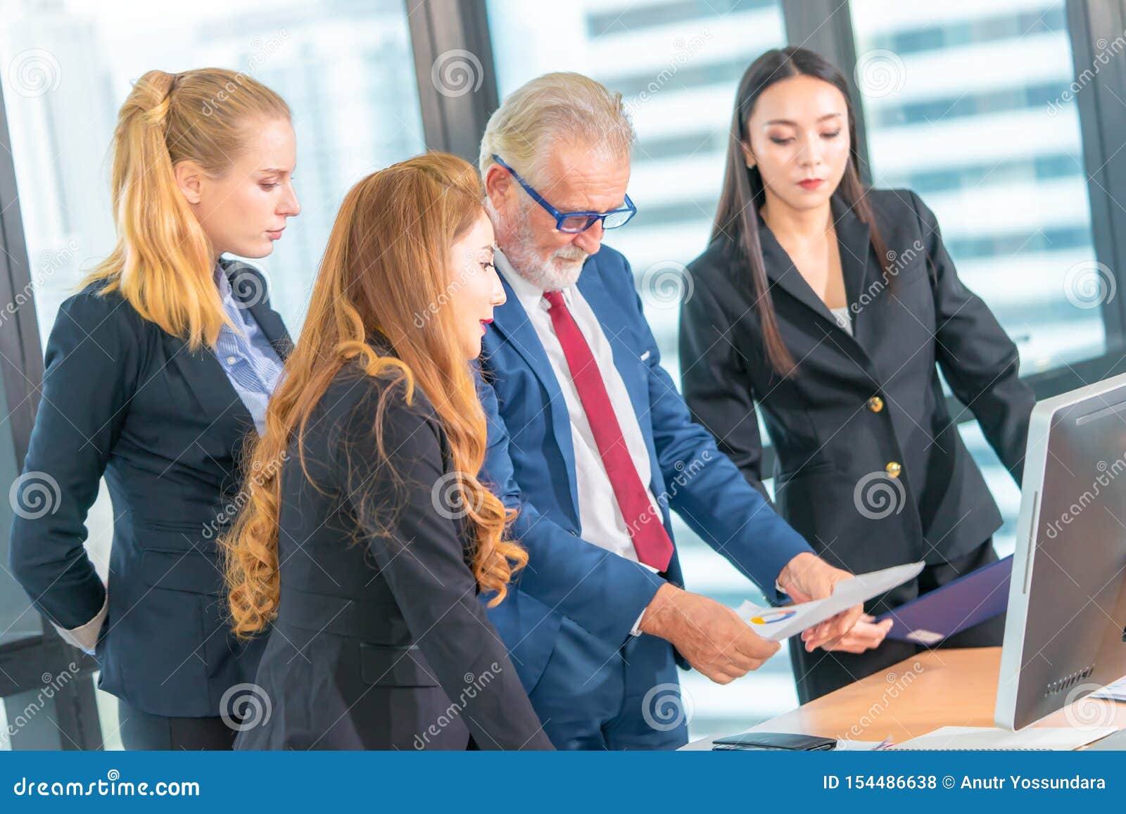 Manager Boss Helping and Teaching Her Officer in Office Stock Photo ...