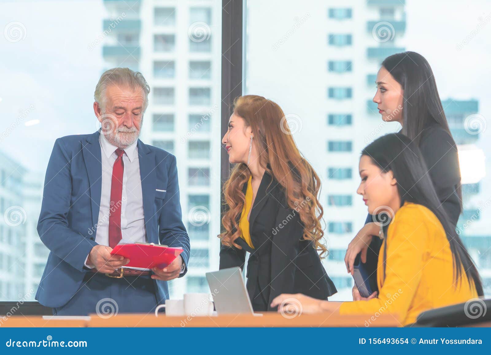 Manager Boss Helping and Teaching Her Officer in Office Stock Photo ...