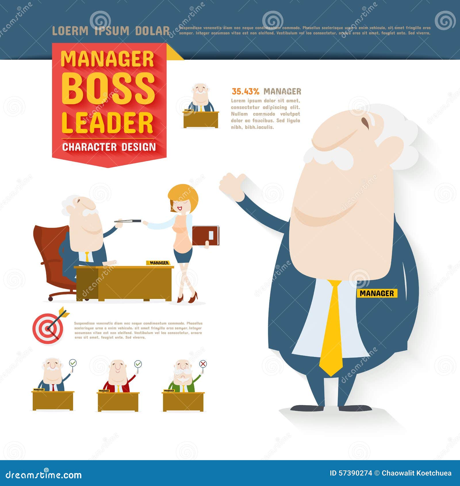 Manager, Boss, Leader, Character Design Stock Vector - Illustration of ...