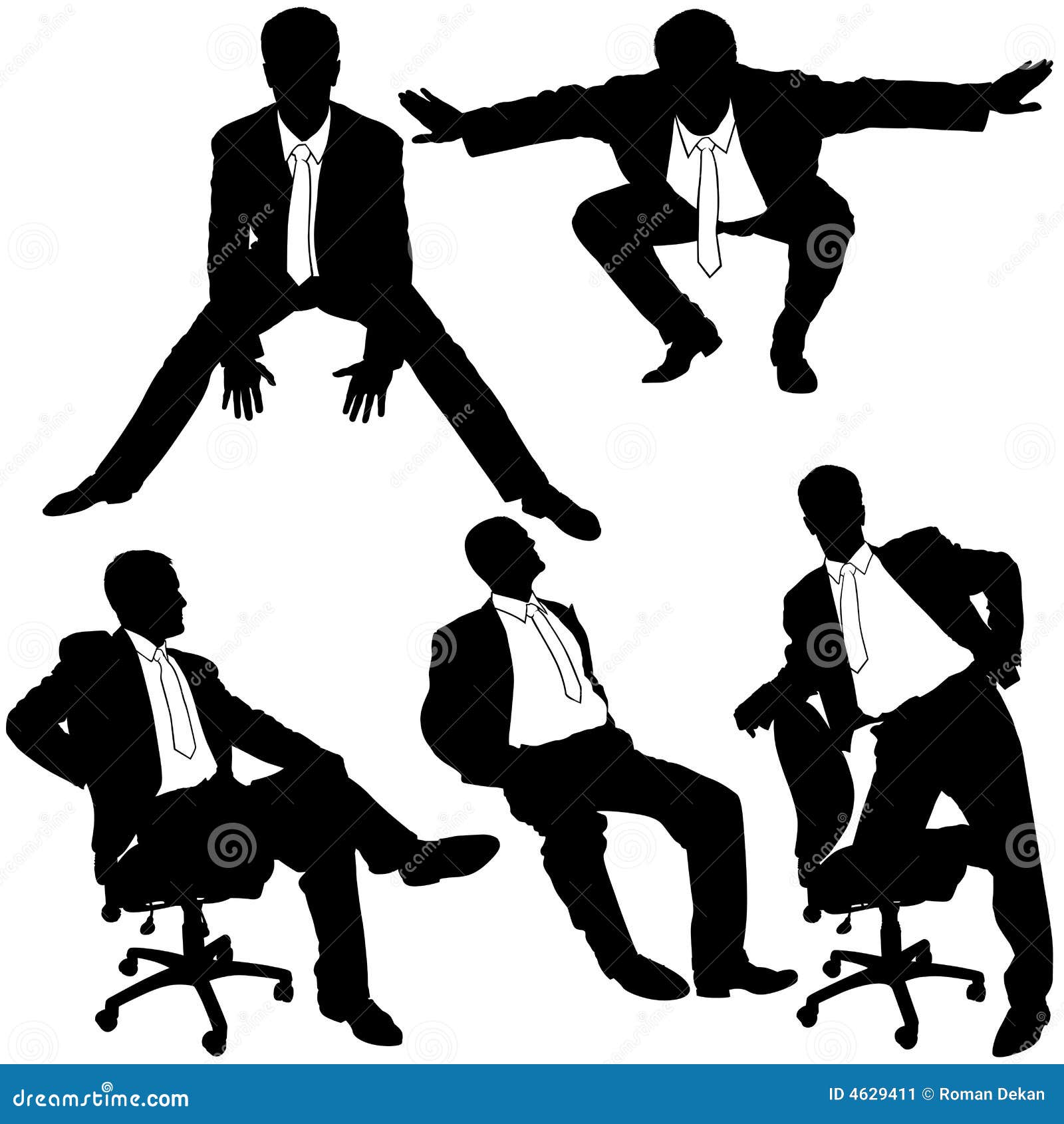 Manager in Bureau - Silhouetten Vector Illustratie - Illustration of ...