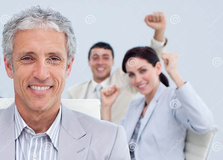 Manager in a Business Celebration with His Team Stock Image - Image of ...