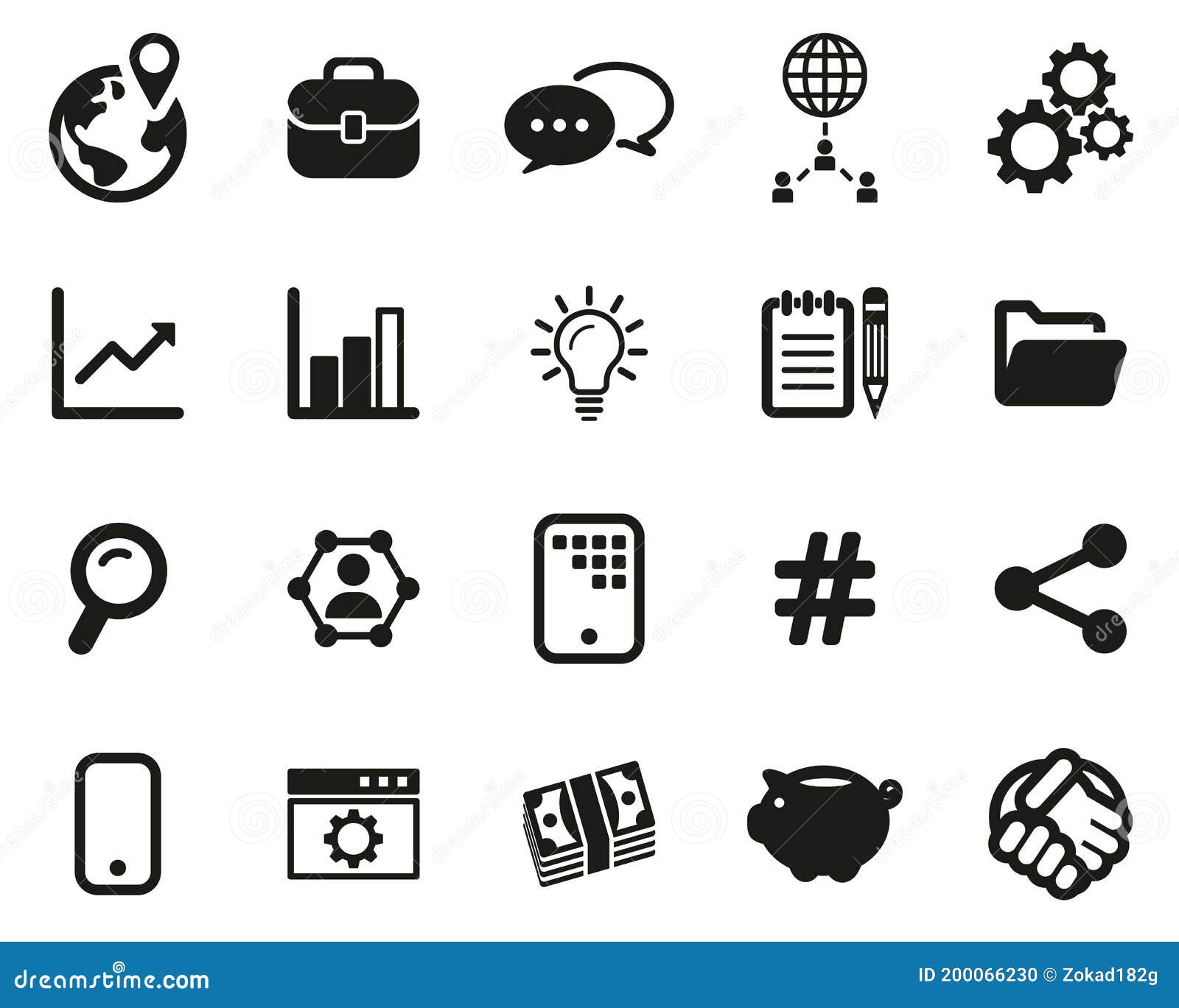Manager or Business Manager Icons Black & White Set Big Stock Vector ...