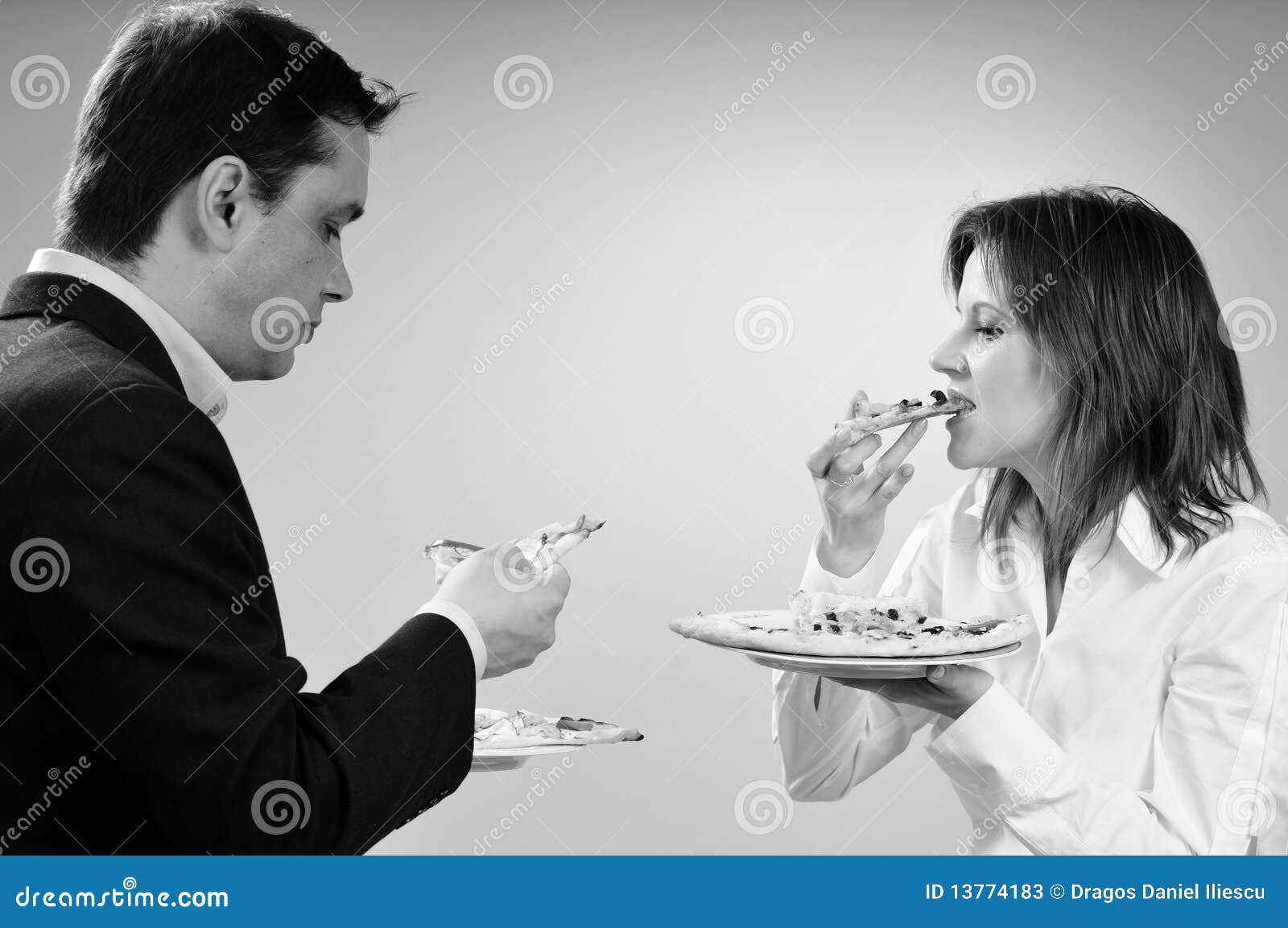 Manager and Business Woman Eating Pizza in Office Stock Image - Image ...