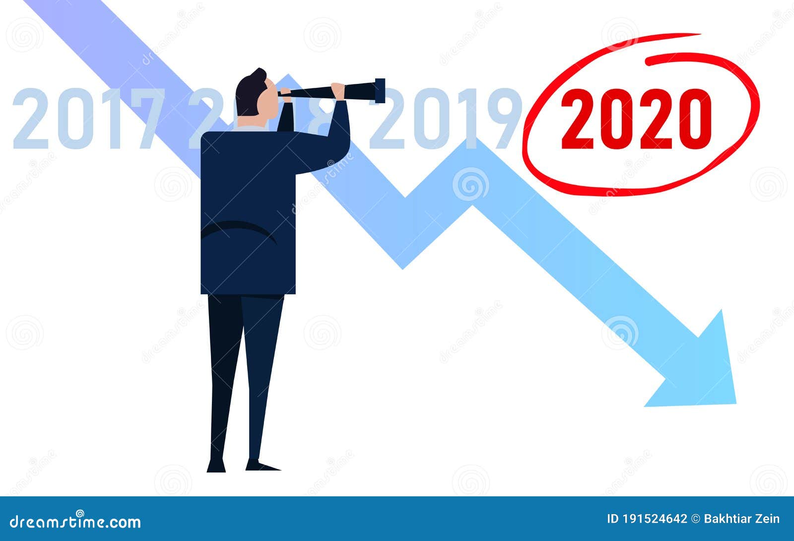 Manager Businessman Looking at Down Turn Chart in 2020 Prediction of ...