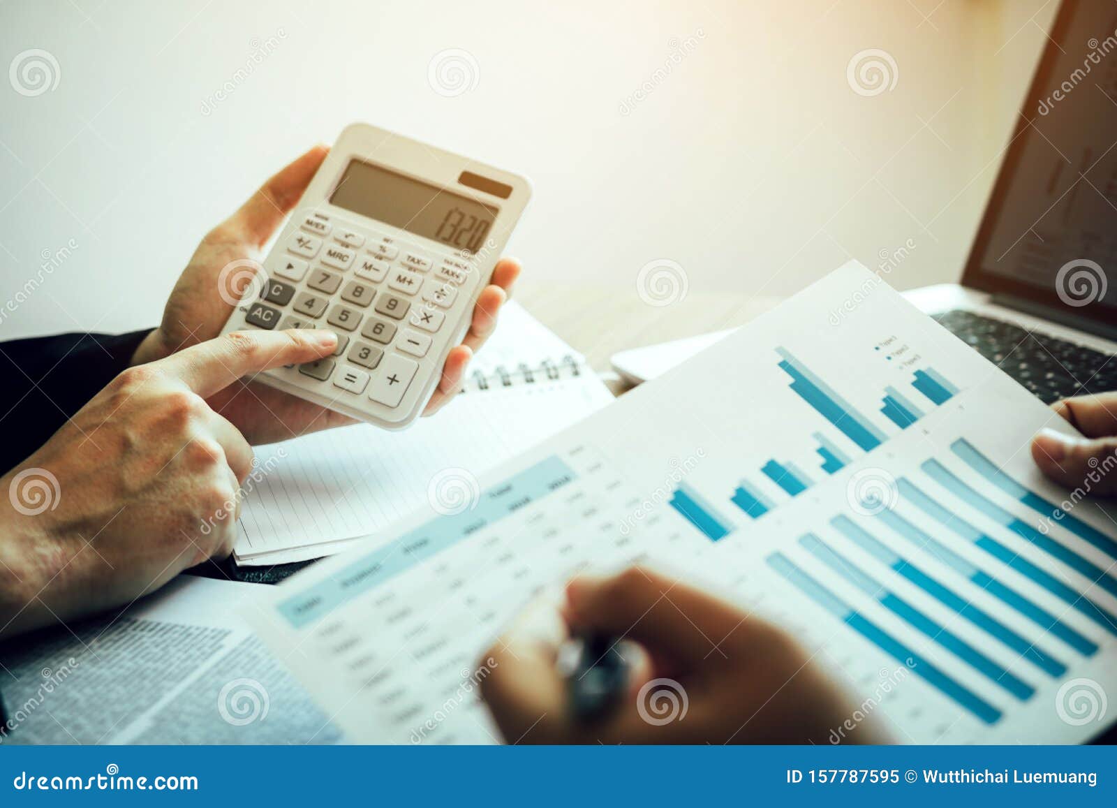 Manager Calculates about the Company Finances by Pressing on the ...
