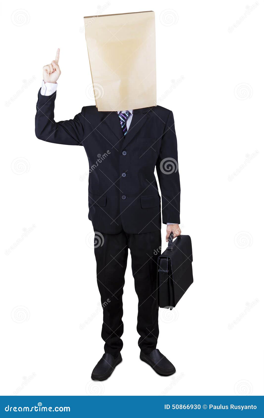 Manager with Cardboard Head Get Idea Stock Photo - Image of brainstorm ...