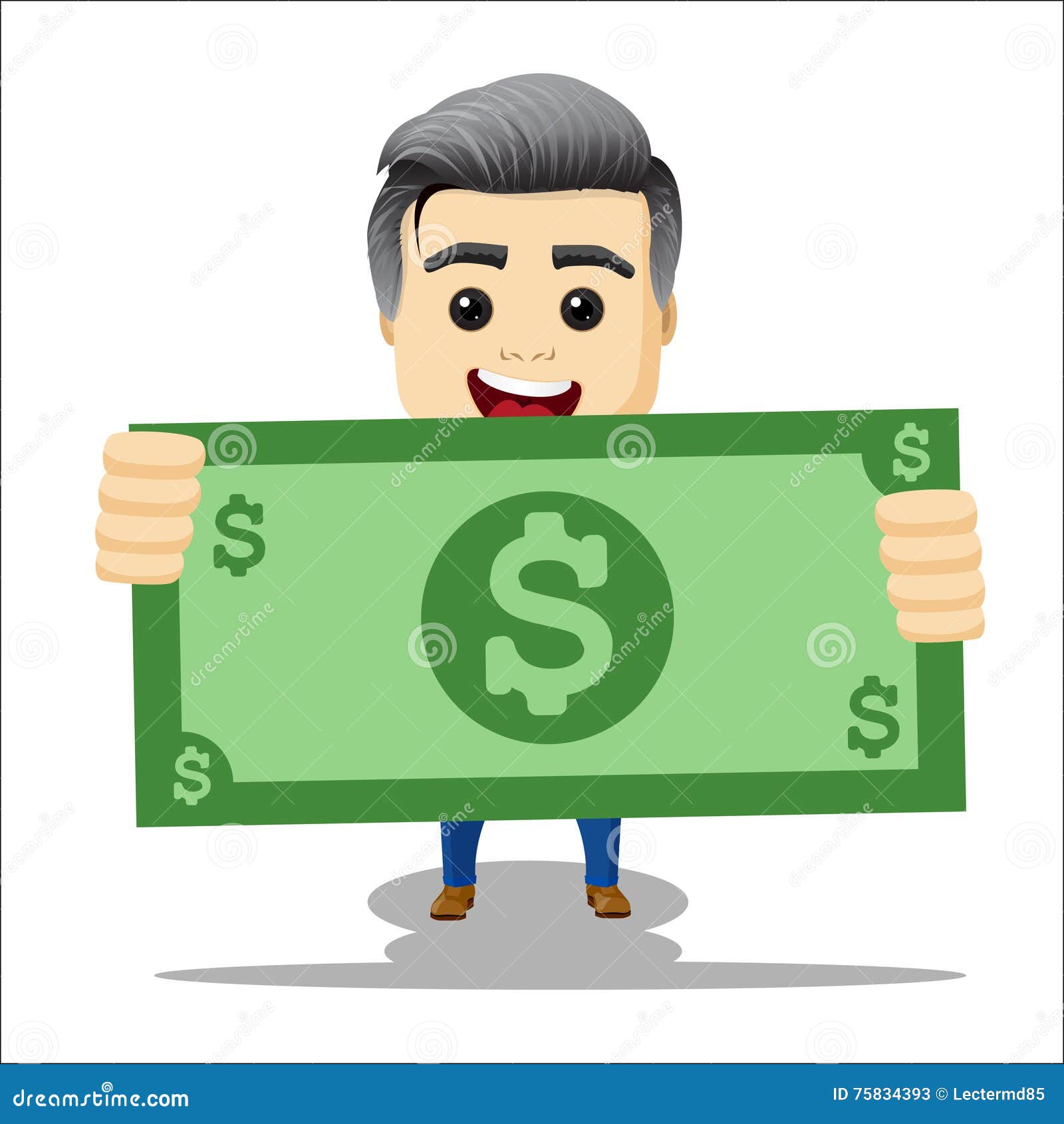 Manager Character with Dollar Bill in Hands Stock Vector - Illustration ...