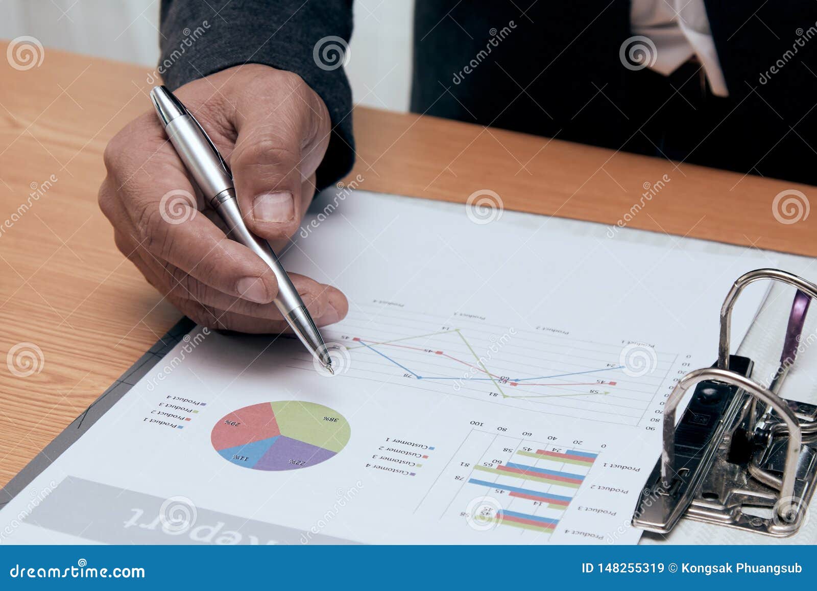 Manager Check the Sales Report Data in File Stock Image - Image of ...