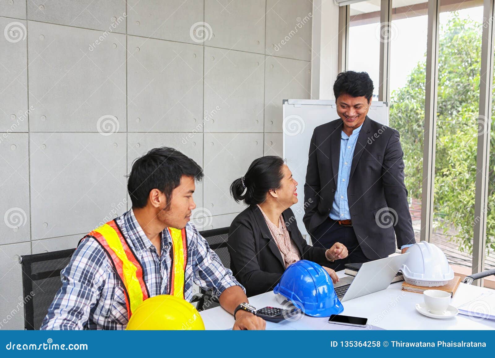 The Manager is Checking the Work of the Engineer Team. Planning of ...