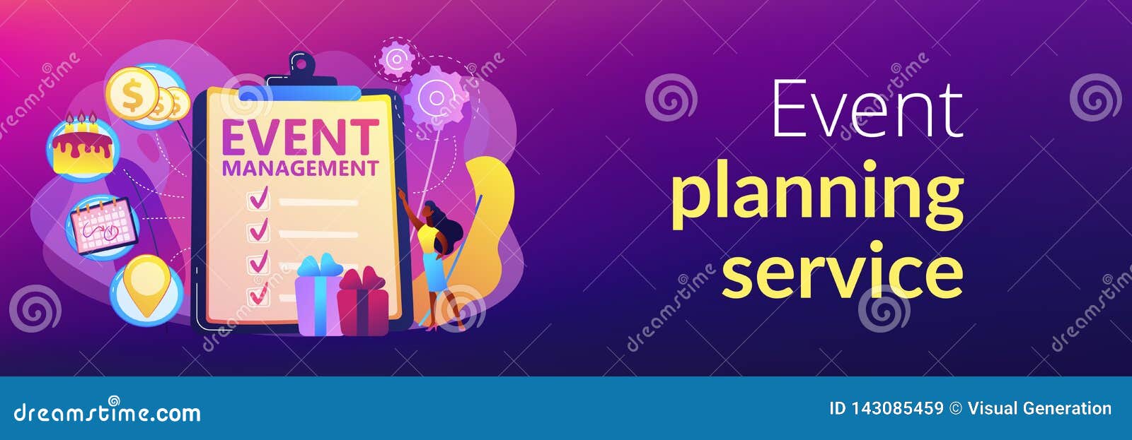 Event Management Concept Banner Header. Stock Vector - Illustration of ...