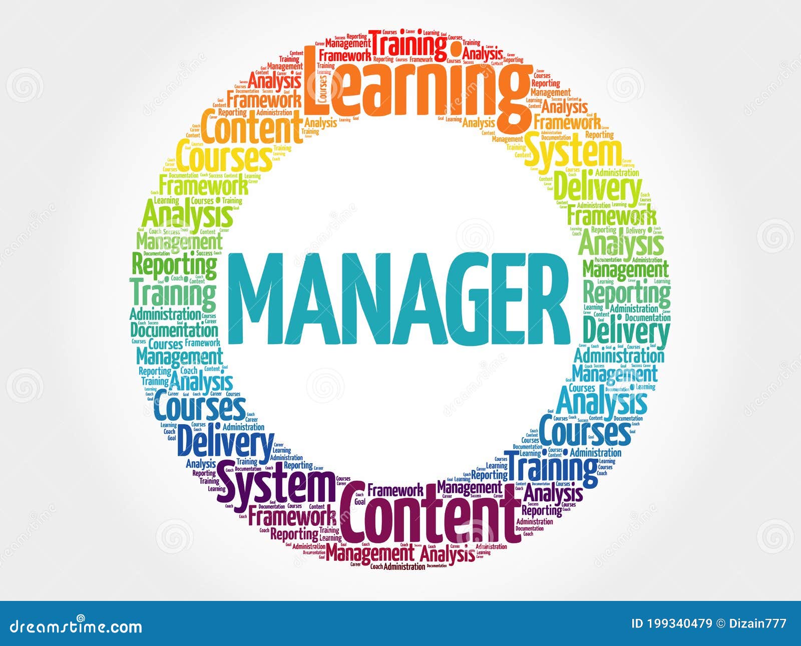 Manager circle word cloud stock illustration. Illustration of potential ...