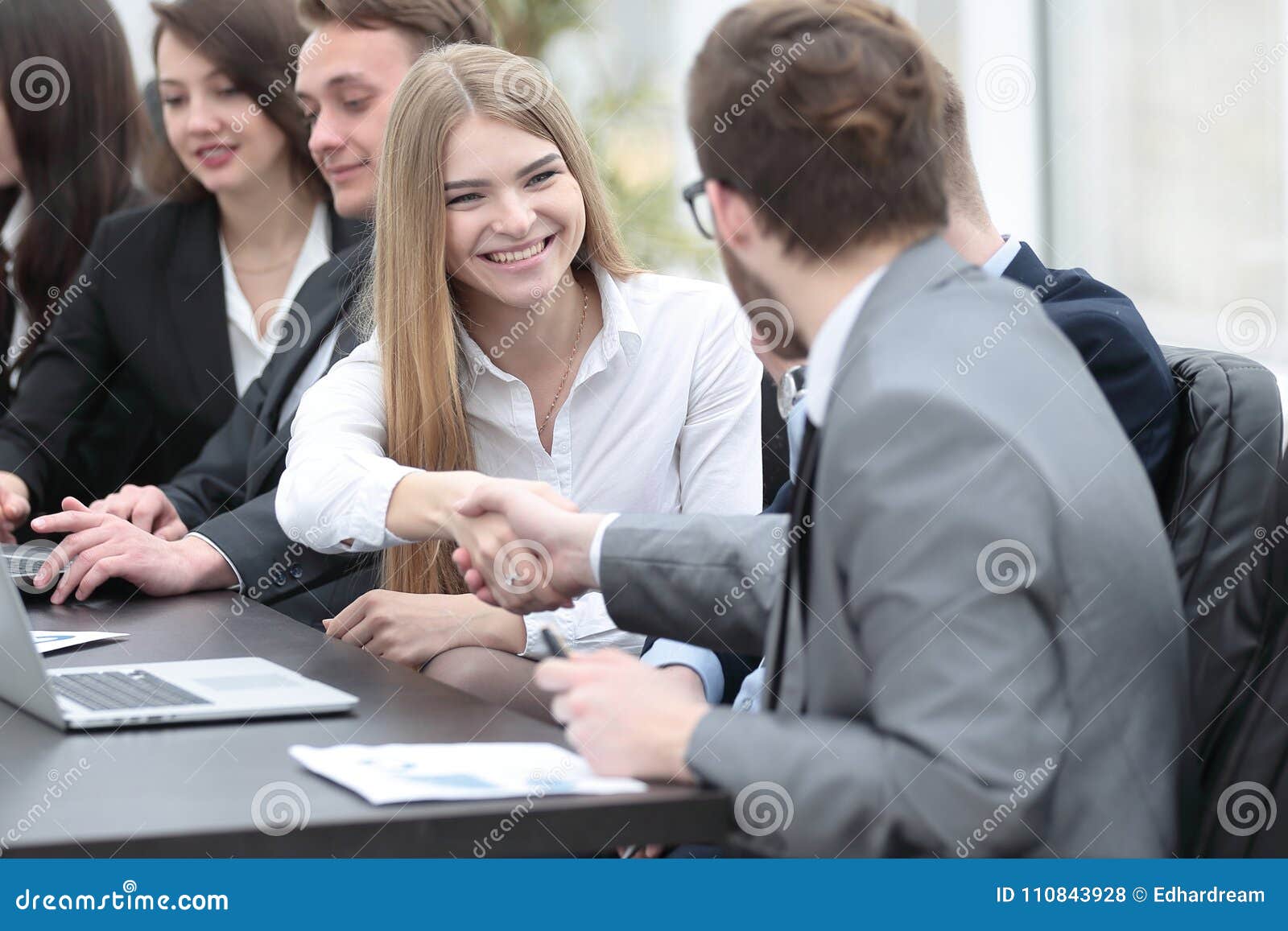 Manager and Client Greet Each Other with a Handshake Stock Photo ...