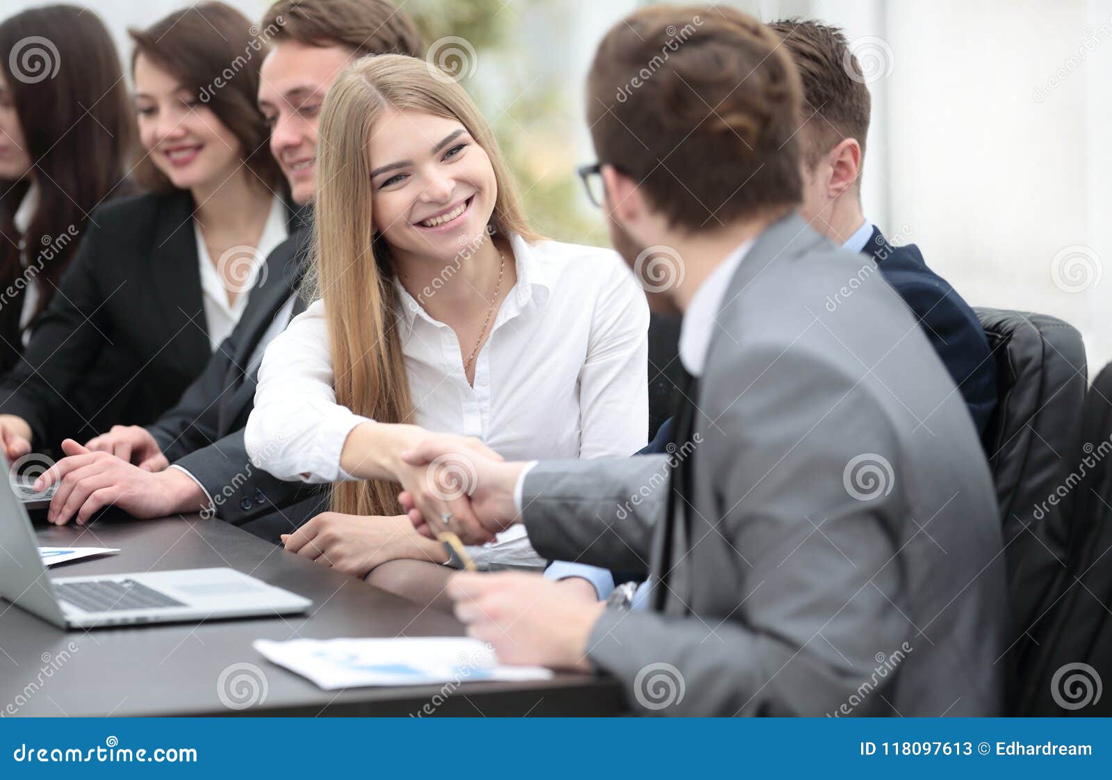 Manager and Client Greet Each Other with a Handshake Stock Image ...
