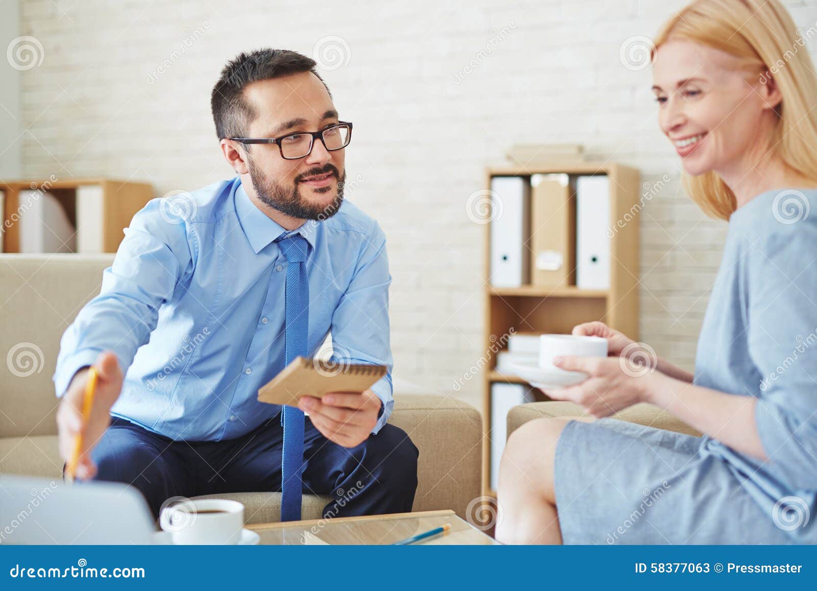 Manager and client stock image. Image of multiethnic - 58377063