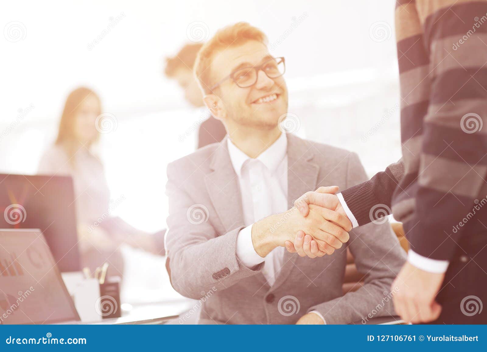 Manager and the Client Shake Hands when Meeting in the Office Stock ...