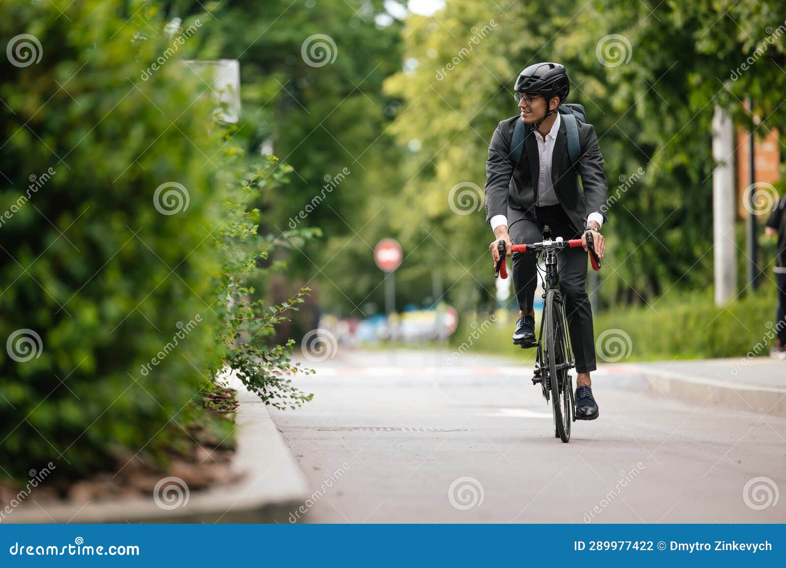 Manager Commuting To the Office by Bike Stock Photo - Image of ...