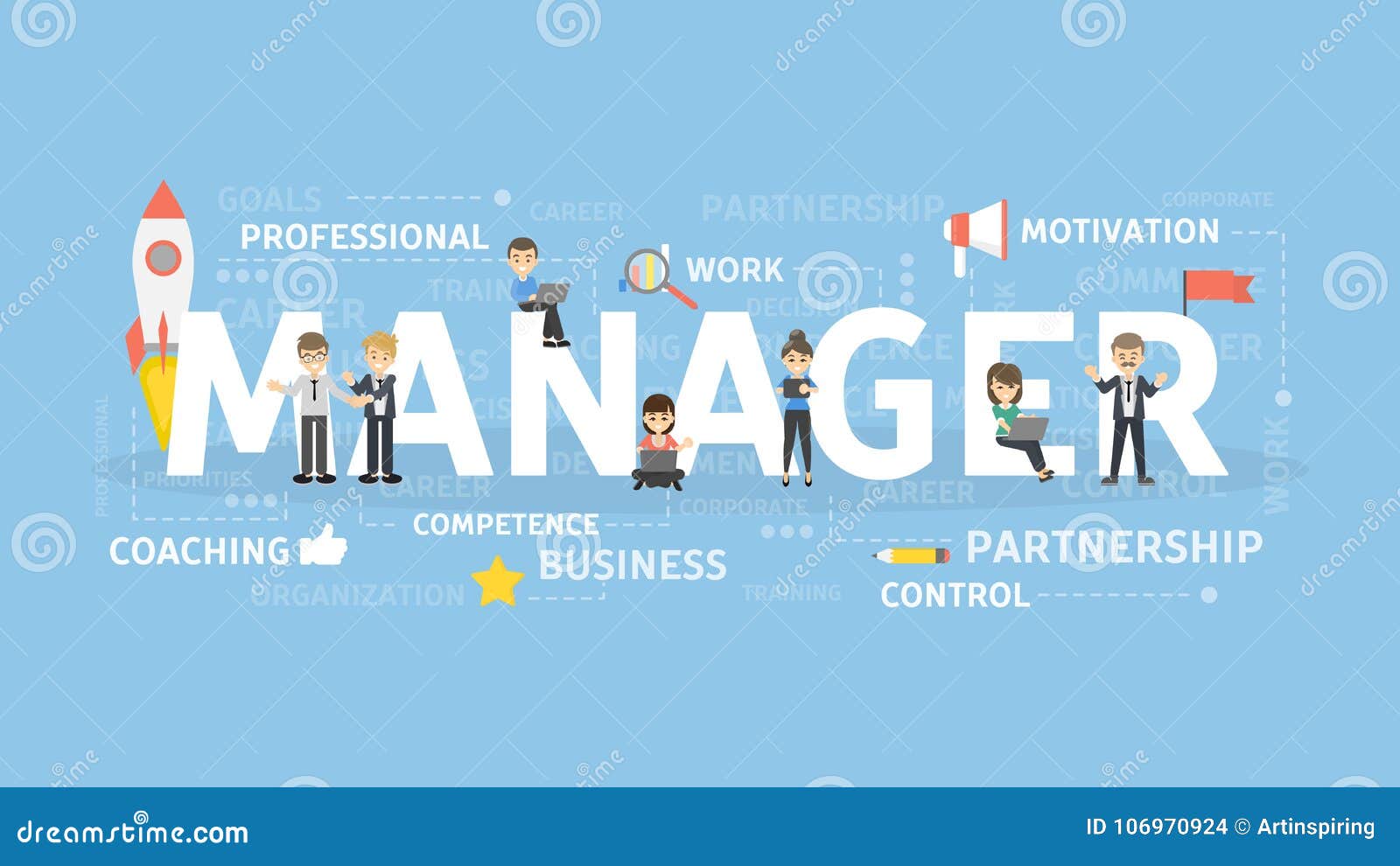 Manager Concept Illustration. Stock Vector - Illustration of hero ...