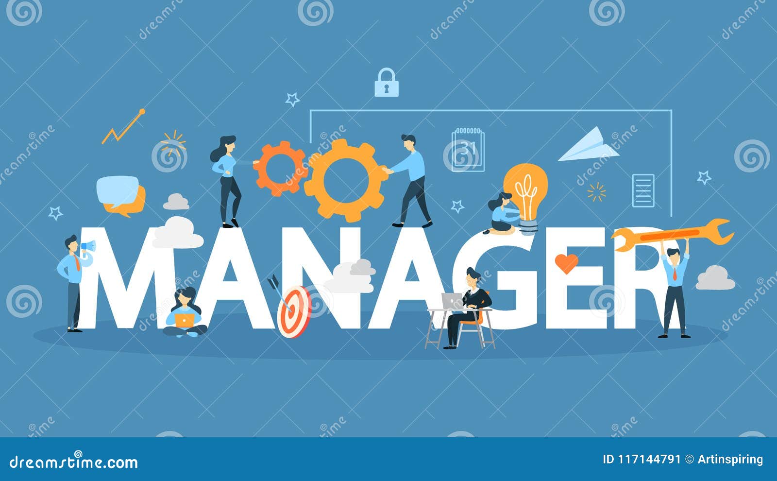 Manager Concept Illustration. Stock Vector - Illustration of male ...