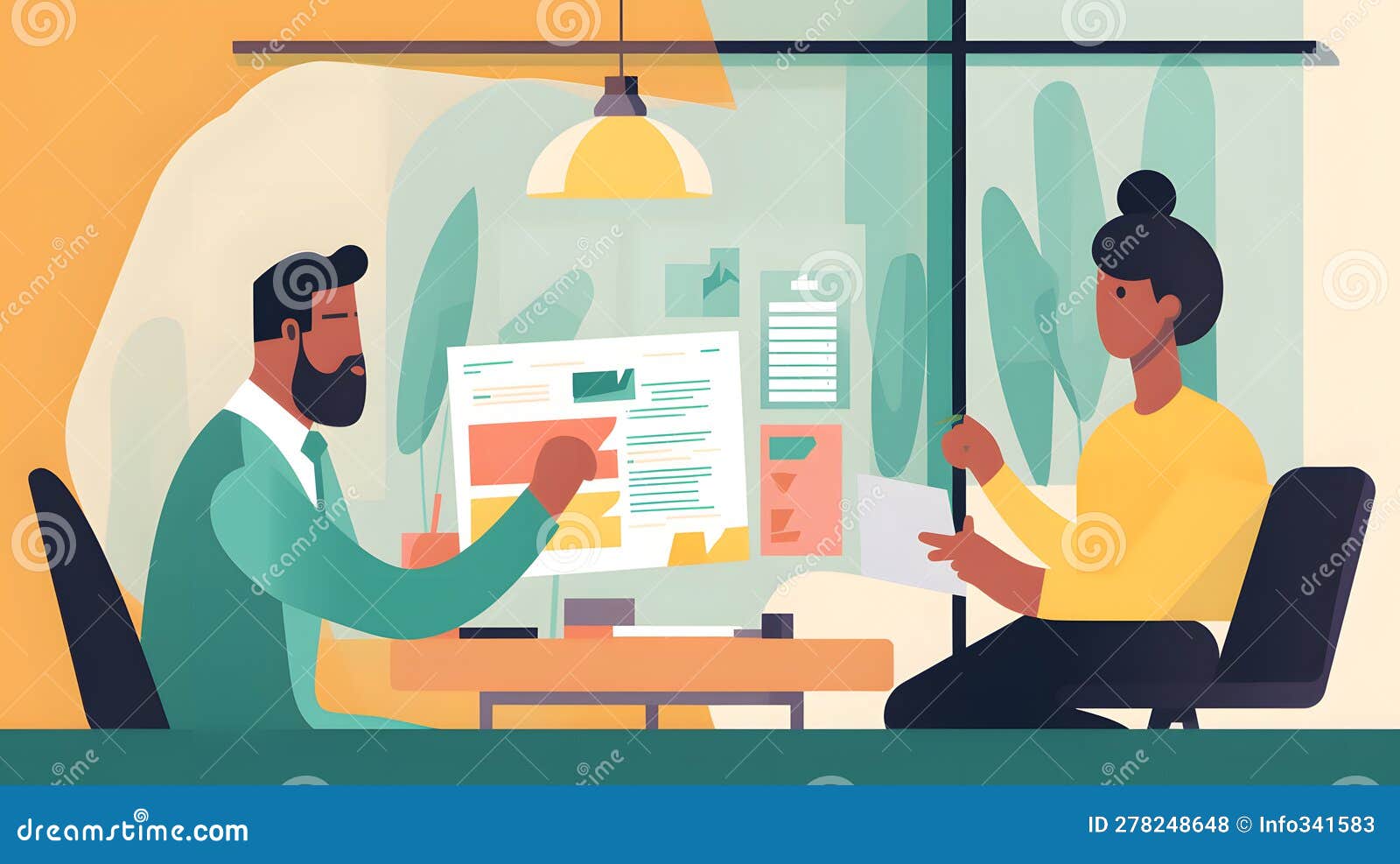 A Manager Conducting a Performance Review with an Employe Three ...