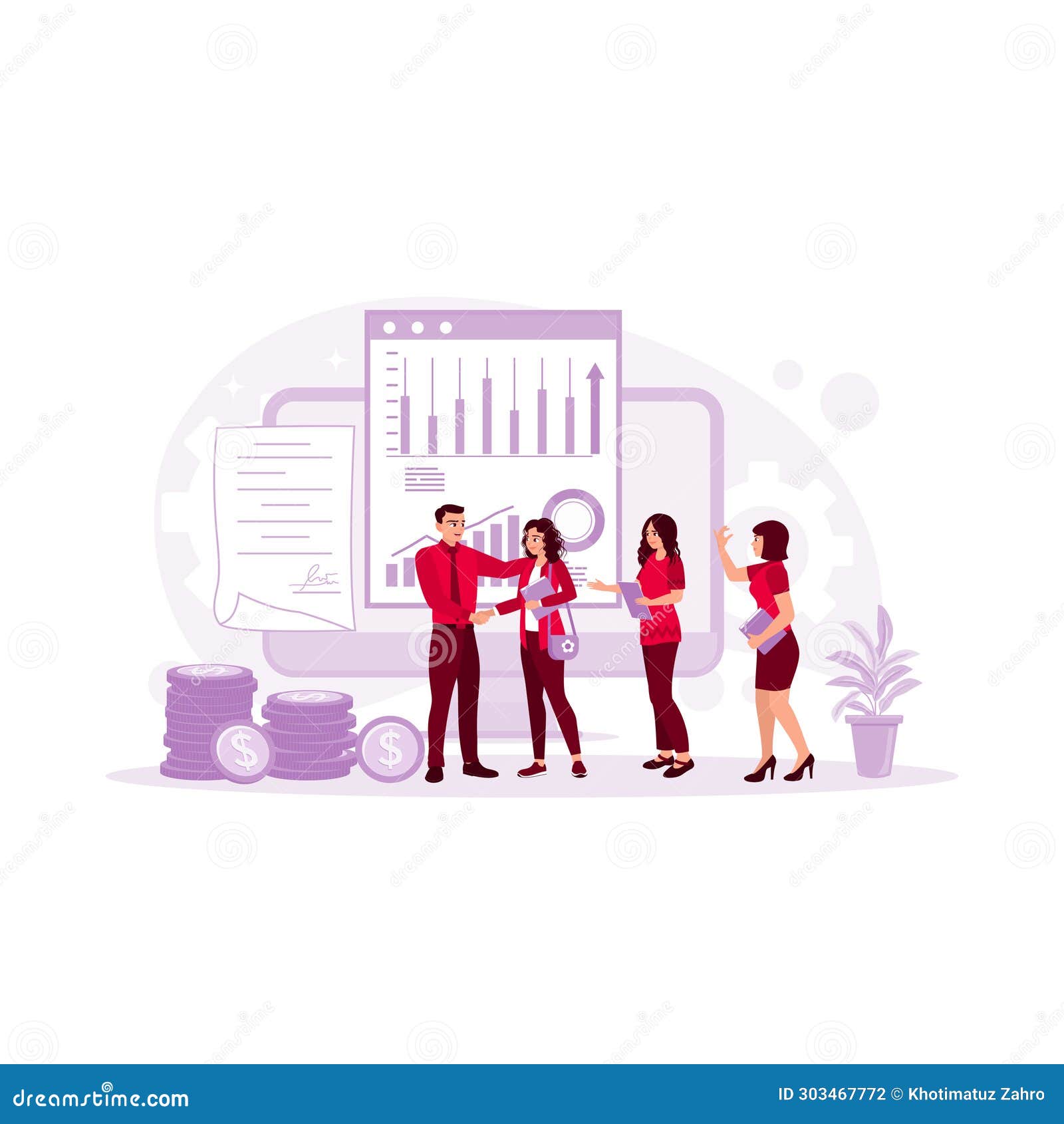 Payroll Teamwork Sign Concept Illustration Royalty-Free Cartoon ...